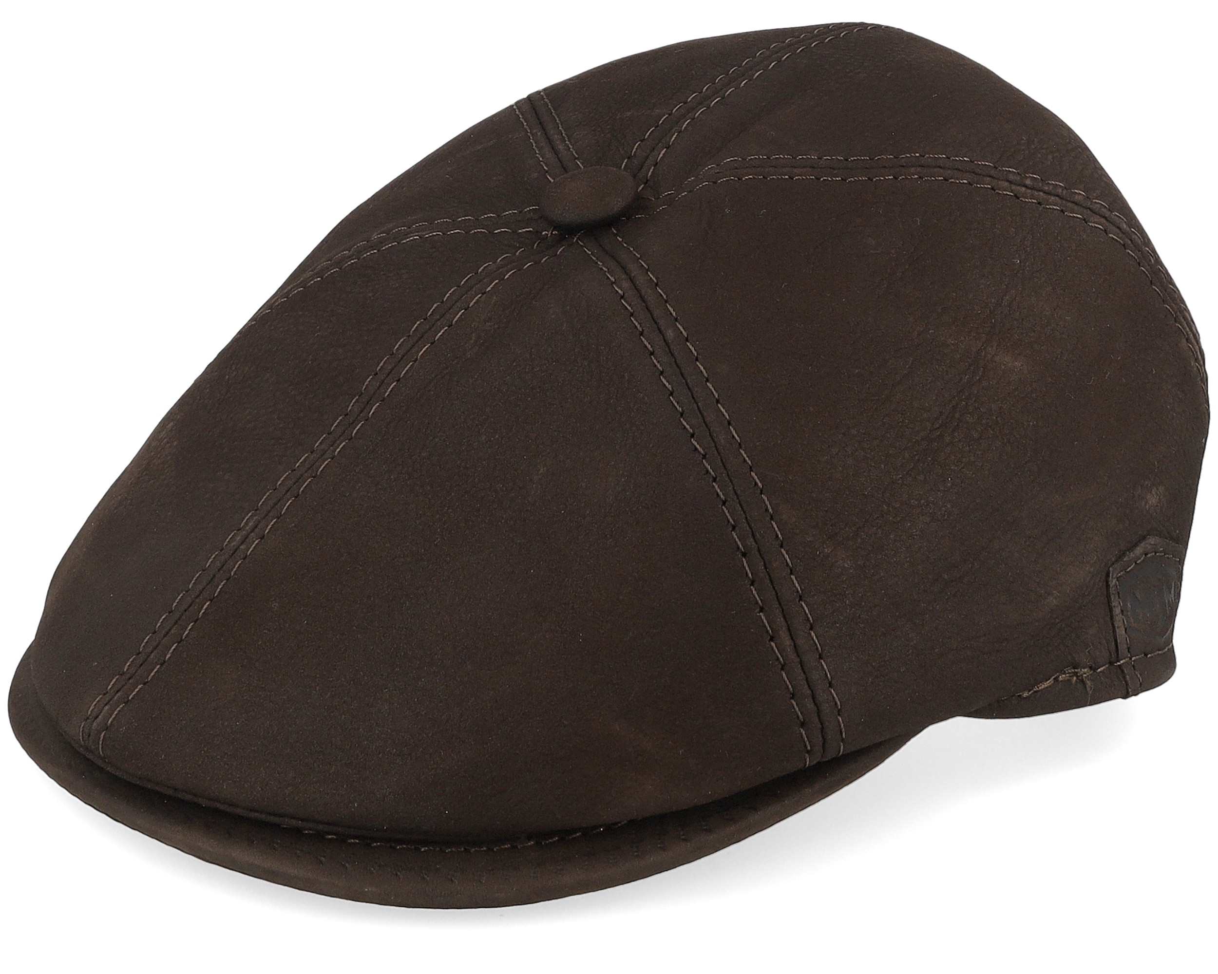 Mjm Rebel El Nappa Wax Brown Flat Cap - Hatstore.se