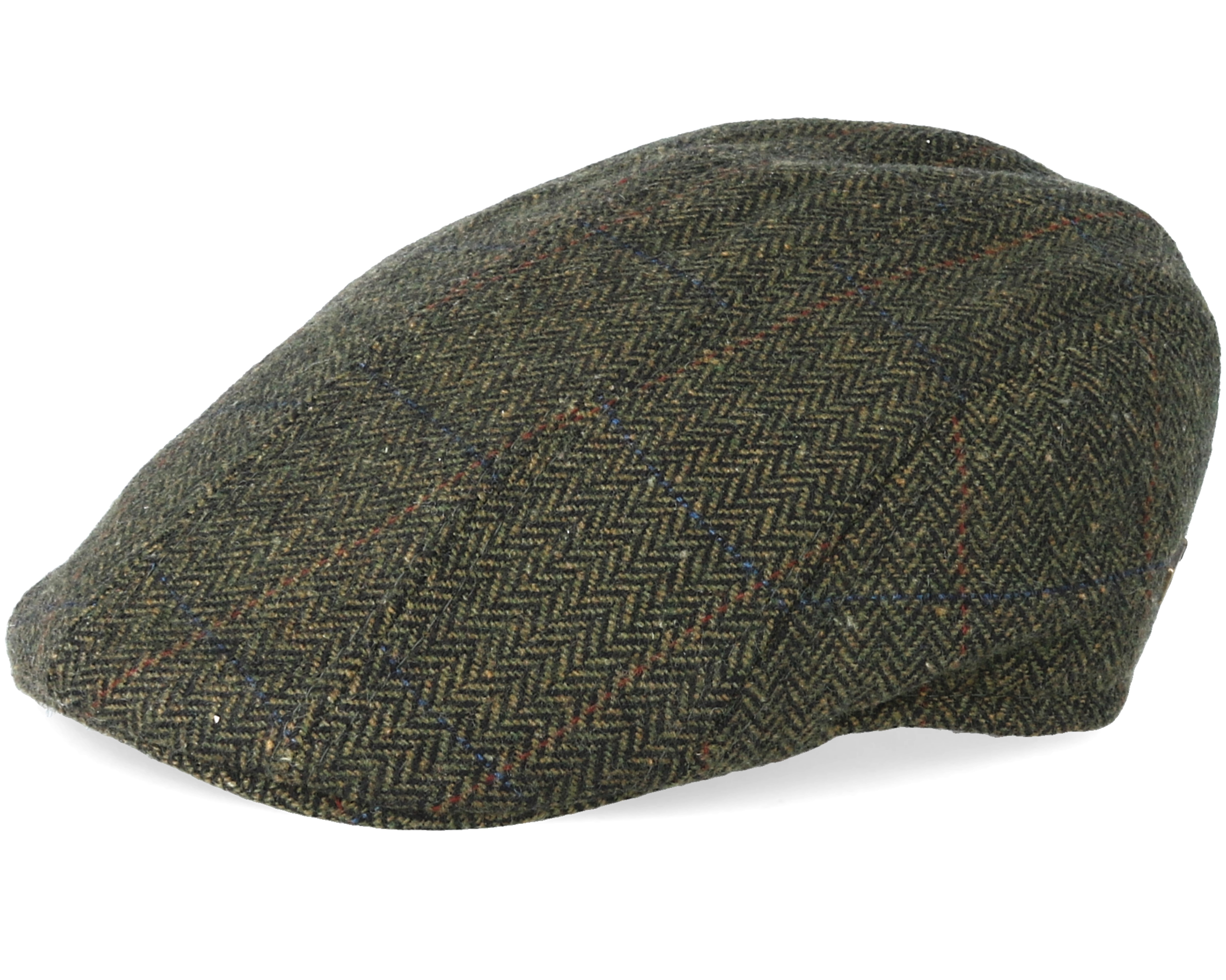 Daffy Wool Mix Green Herringbone Flat Cap - MJM Hats หมวก | Hatstore.com