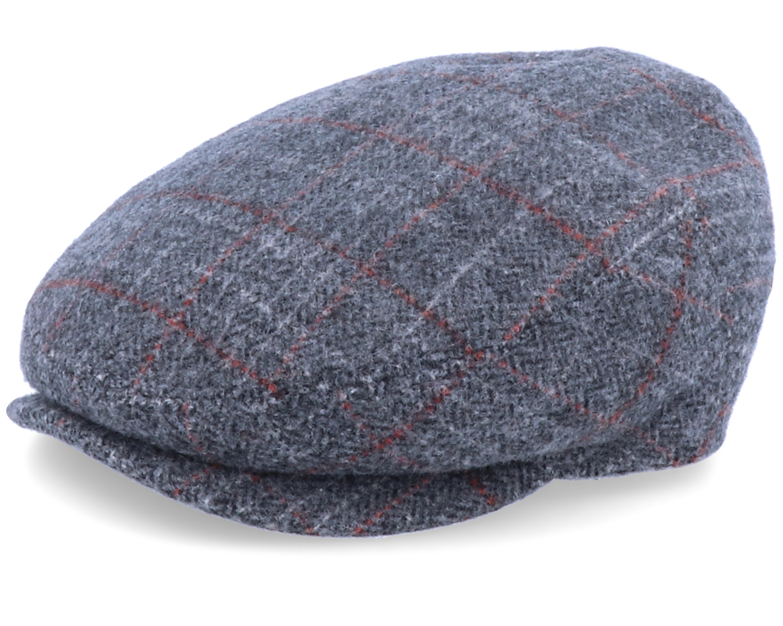 New York Wool Grey Checkered Flat Cap | Hatstore.com