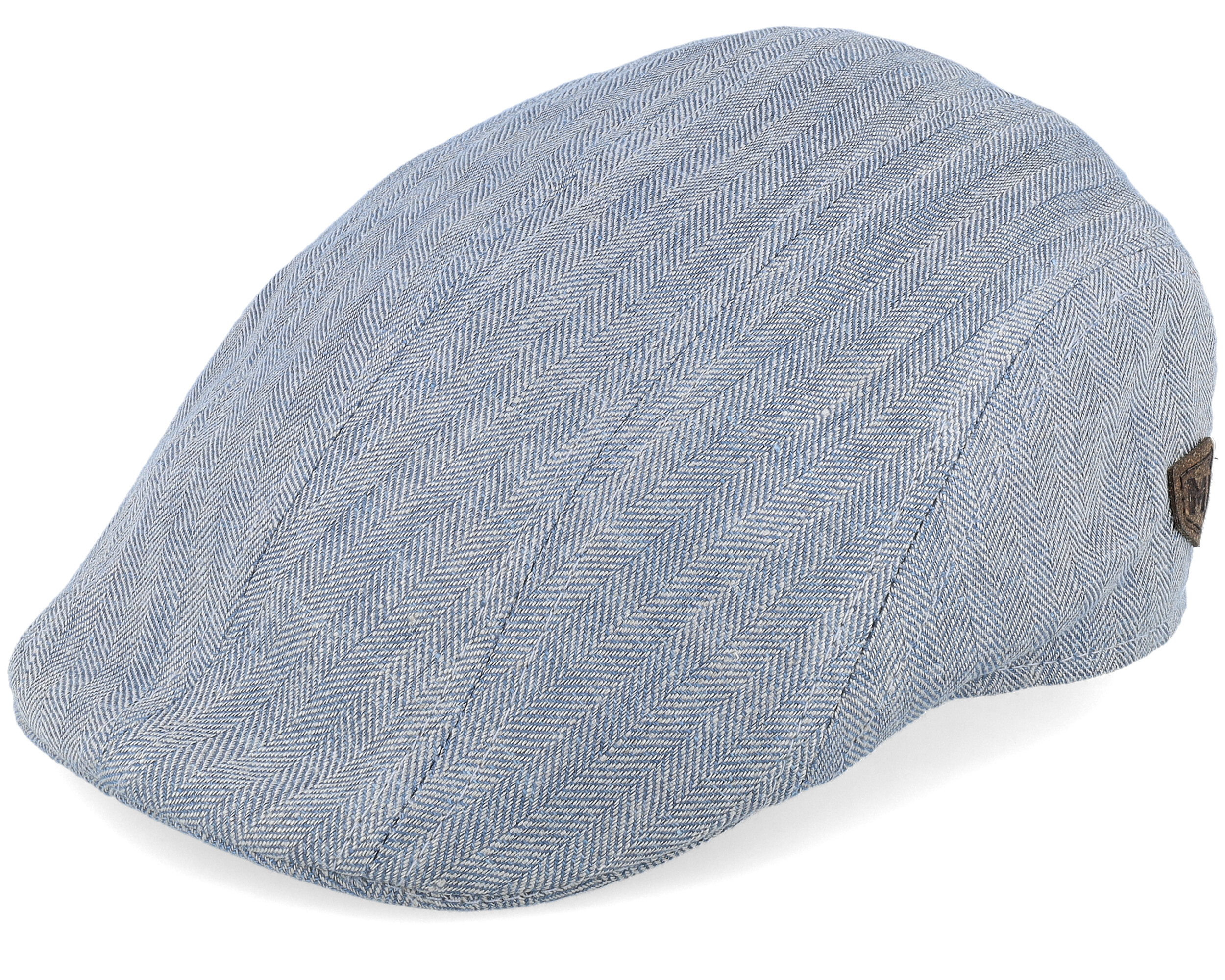 Maddy Organic Linen 9 Blue Herringbone Flat Cap - MJM Hats หมวก ...
