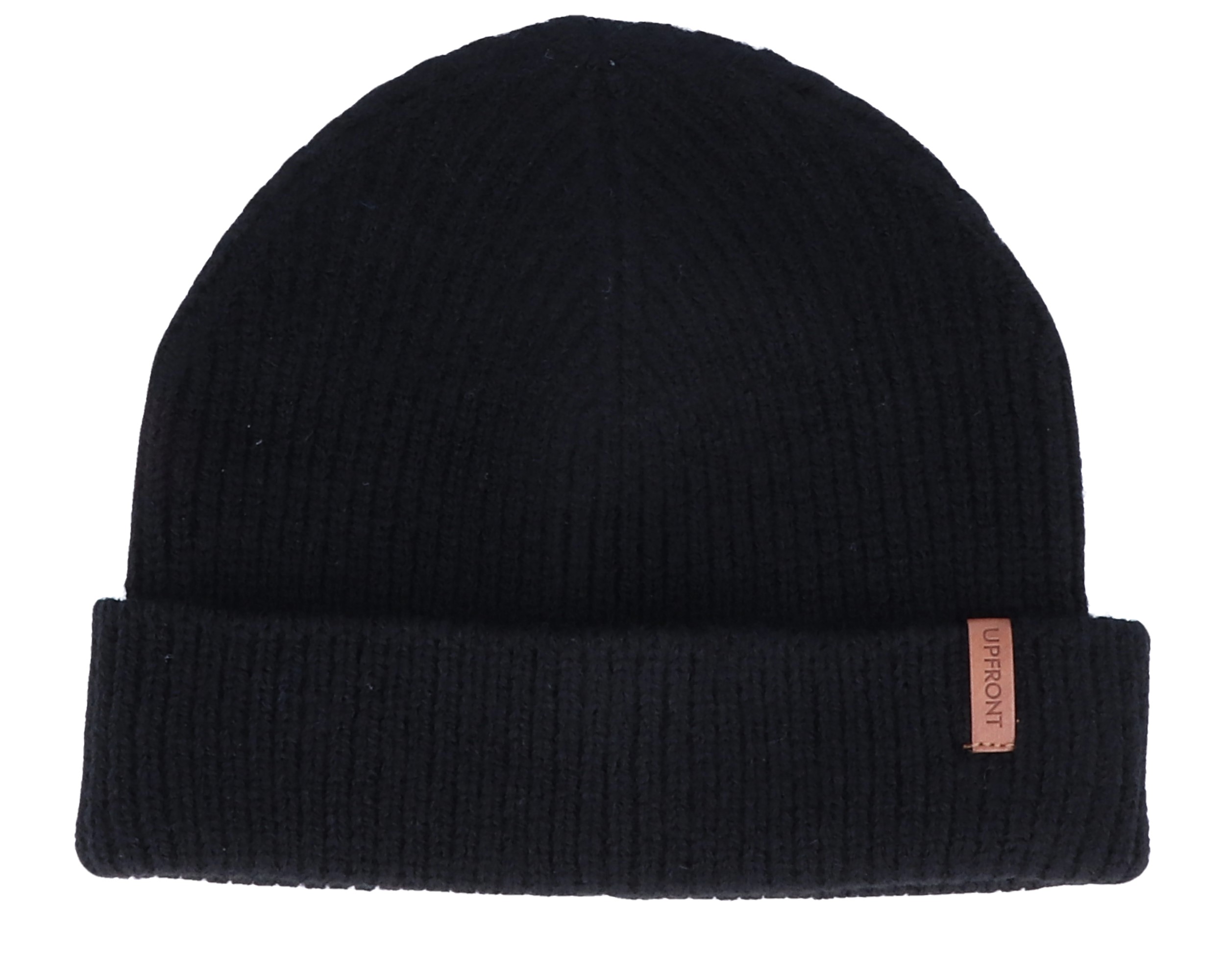 Compton Black Short Beanie - Upfront beanie | Hatstoreworld.com