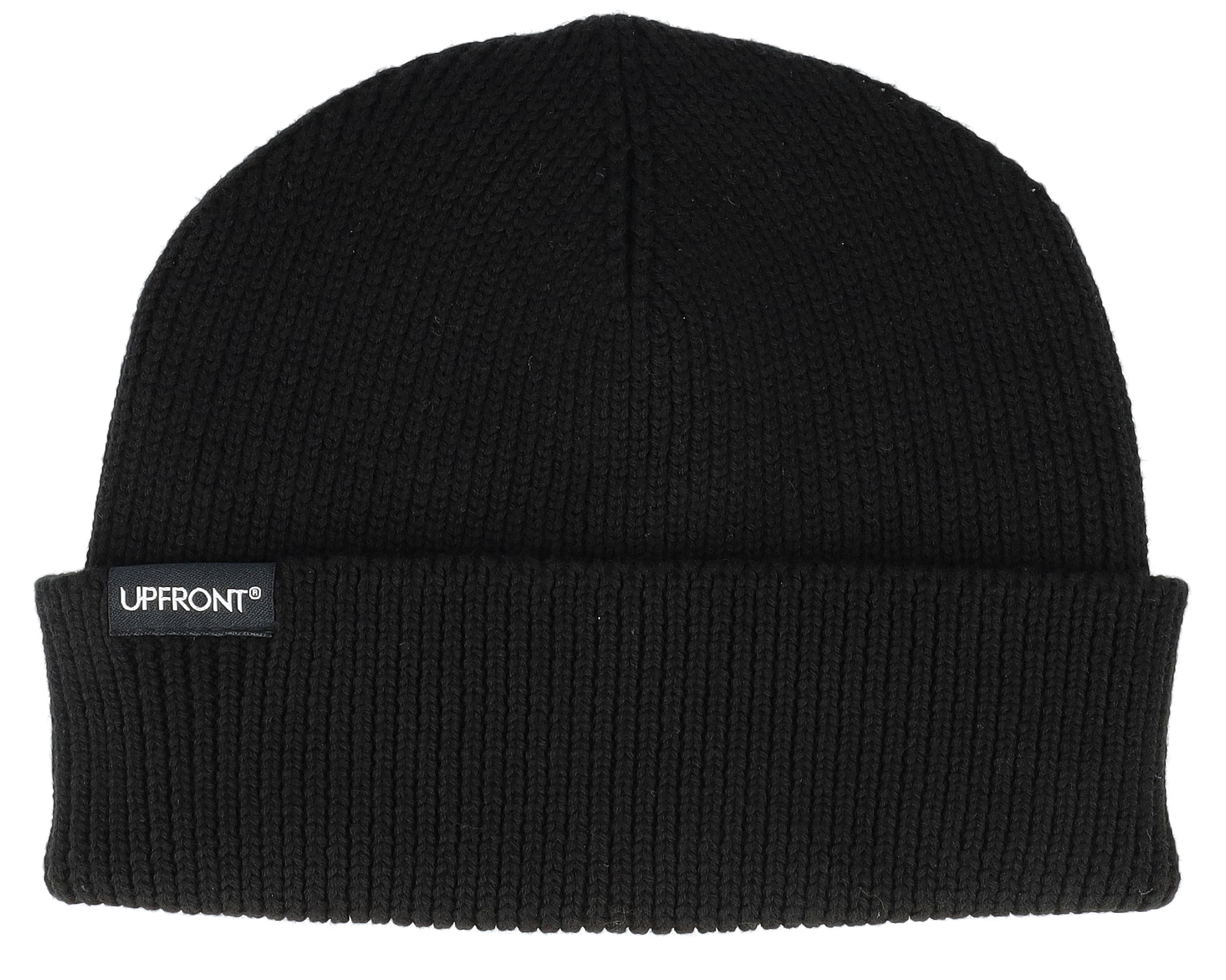 Patch Rib Beanie Color Black Cuff | Hatstoreworld.com