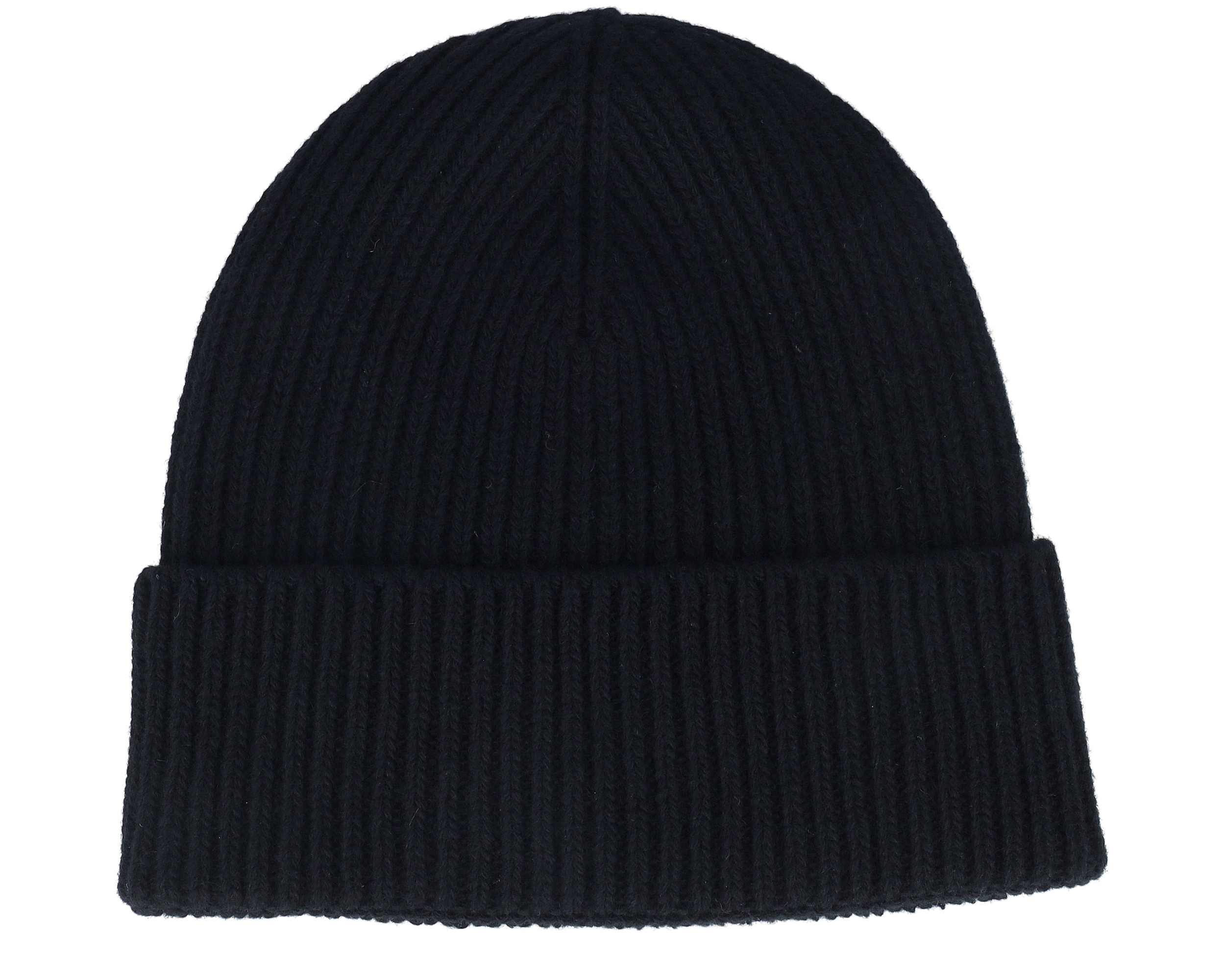Beanie Rib 42 Rec Wool/Cashmere Mix Black Cuff | Hatstoreworld.com