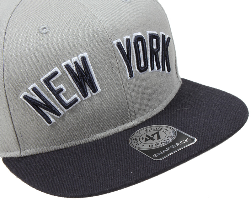 NY Yankees Script Side Grey Snapback - 47 Brand cap | Hatstoreworld.com