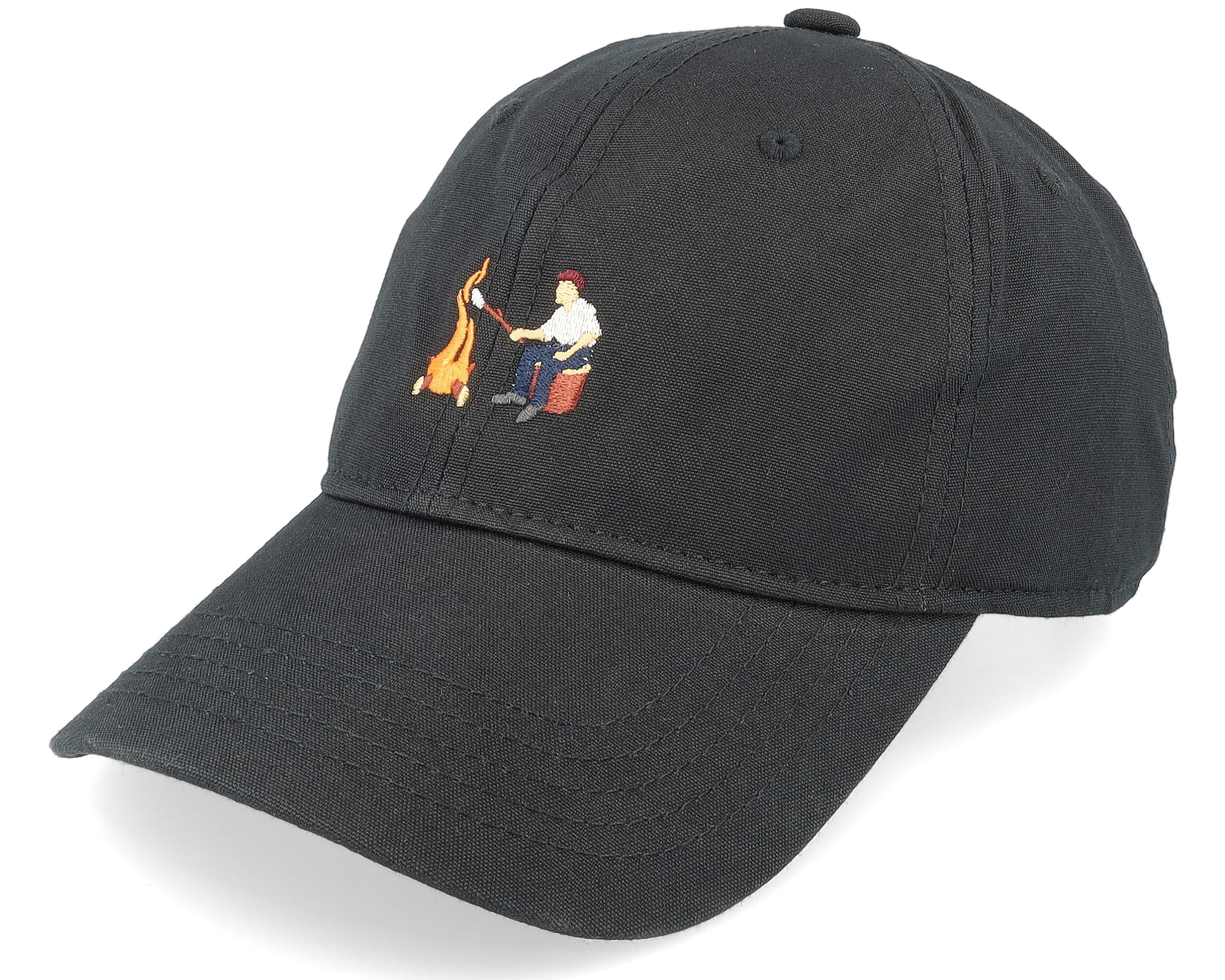 Sports Cap Camping Fire Emb Black Dad Cap - Dedicated | Hatstoreworld.com