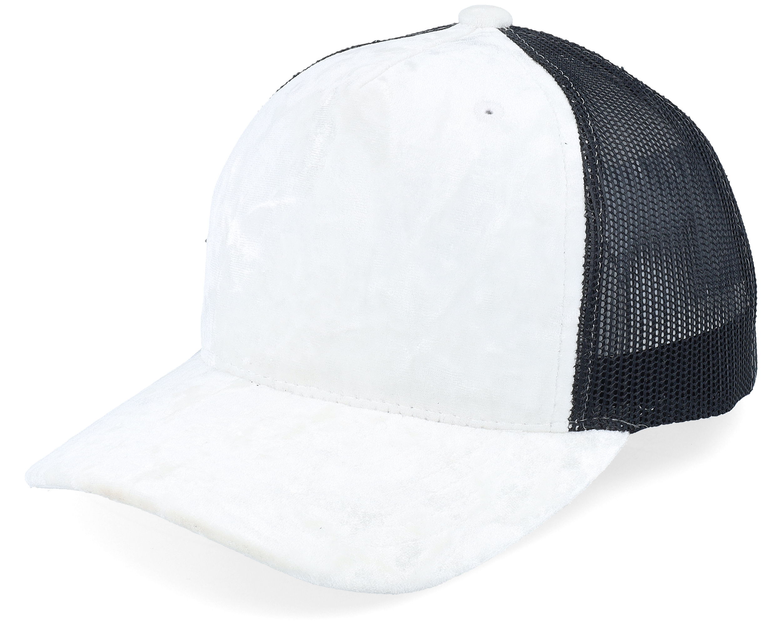 Kids Youth White/Black Velvet A-Frame Trucker | Hatstoreworld.com