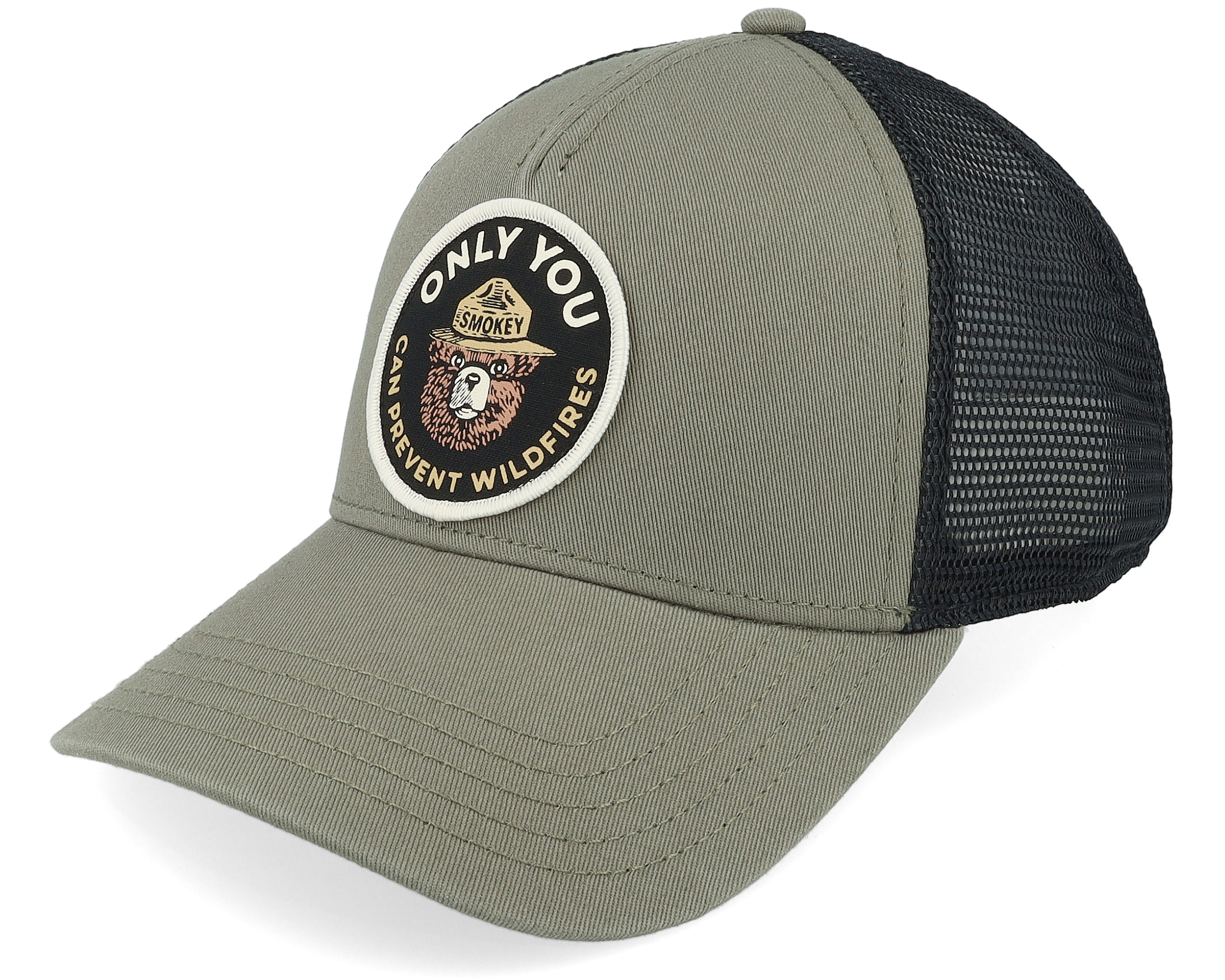 Smokey Bear Valin Black Moss Trucker | Hatstoreworld.com