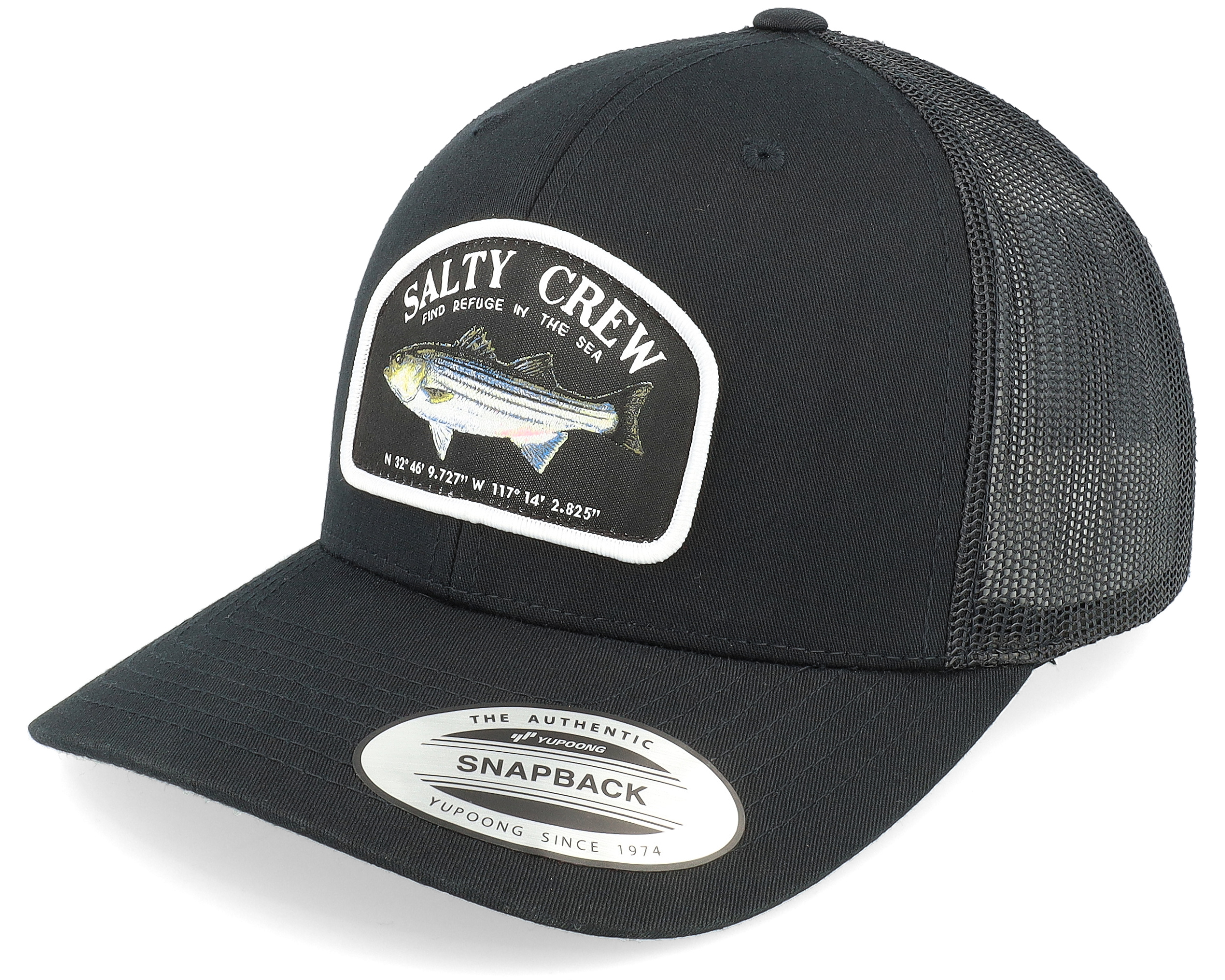 Striper Retro Black Trucker - Salty Crew cap | Hatstoreworld.com