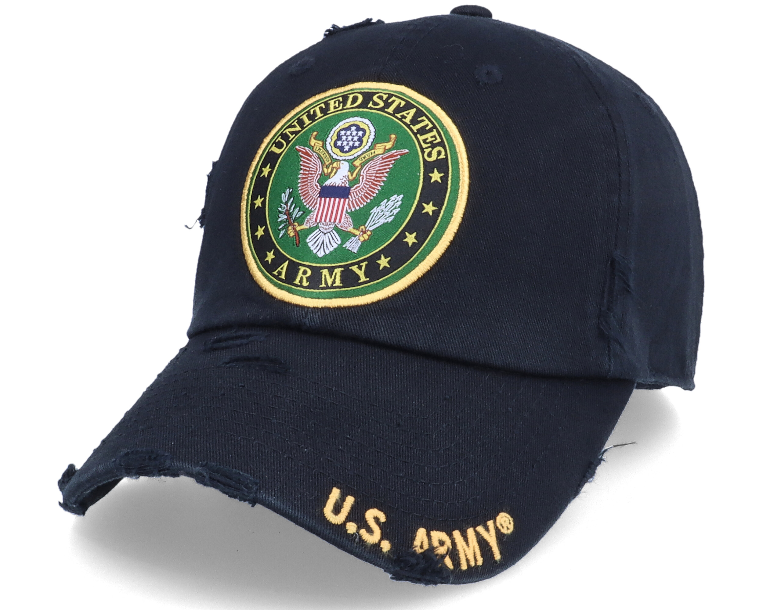 US Army Seal Vintage Washed Cotton Black Dad Cap - U.S. Army ...