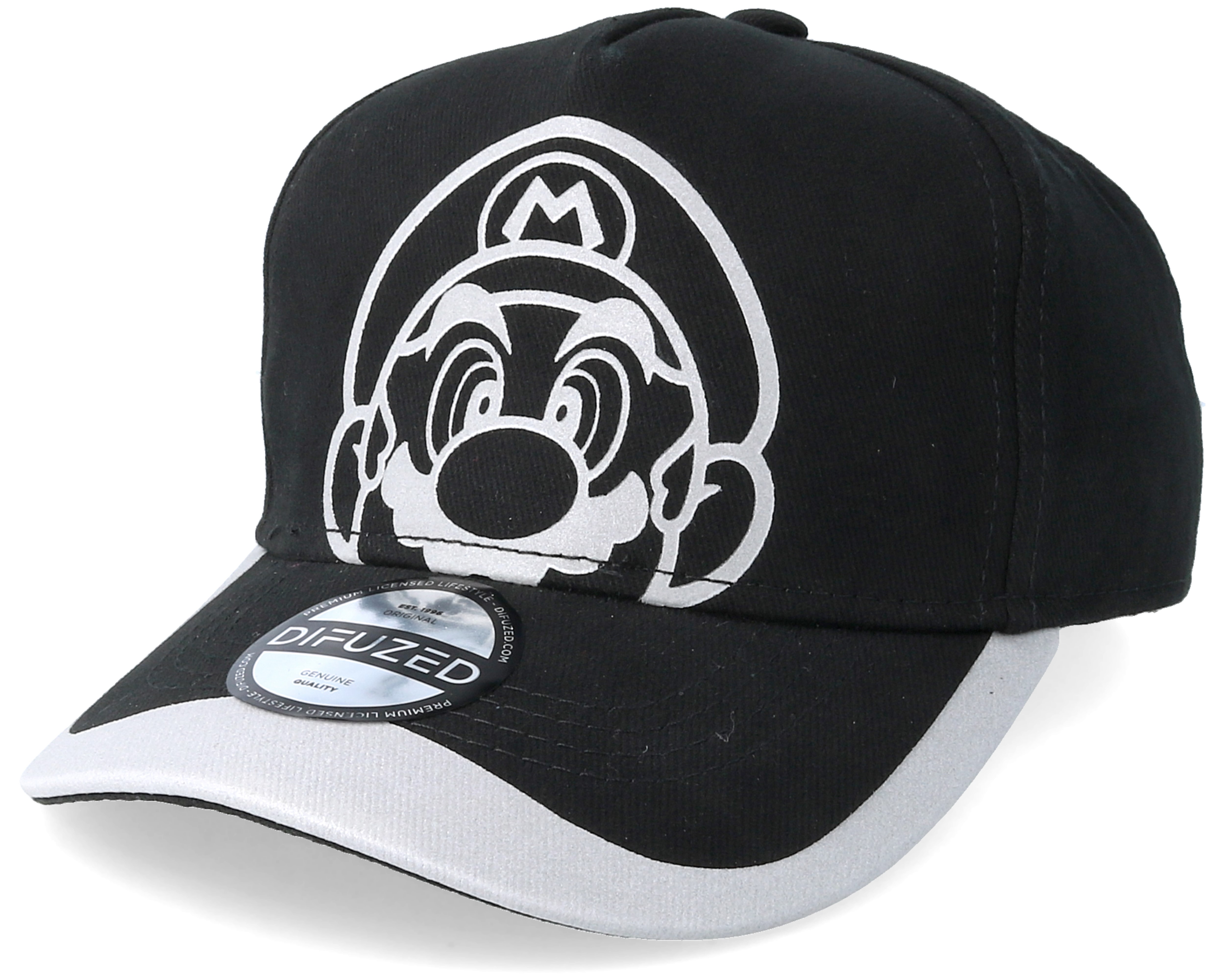 Nintendo Super Mario Reflective Print Curved Black Adjustable - Difuzed ...