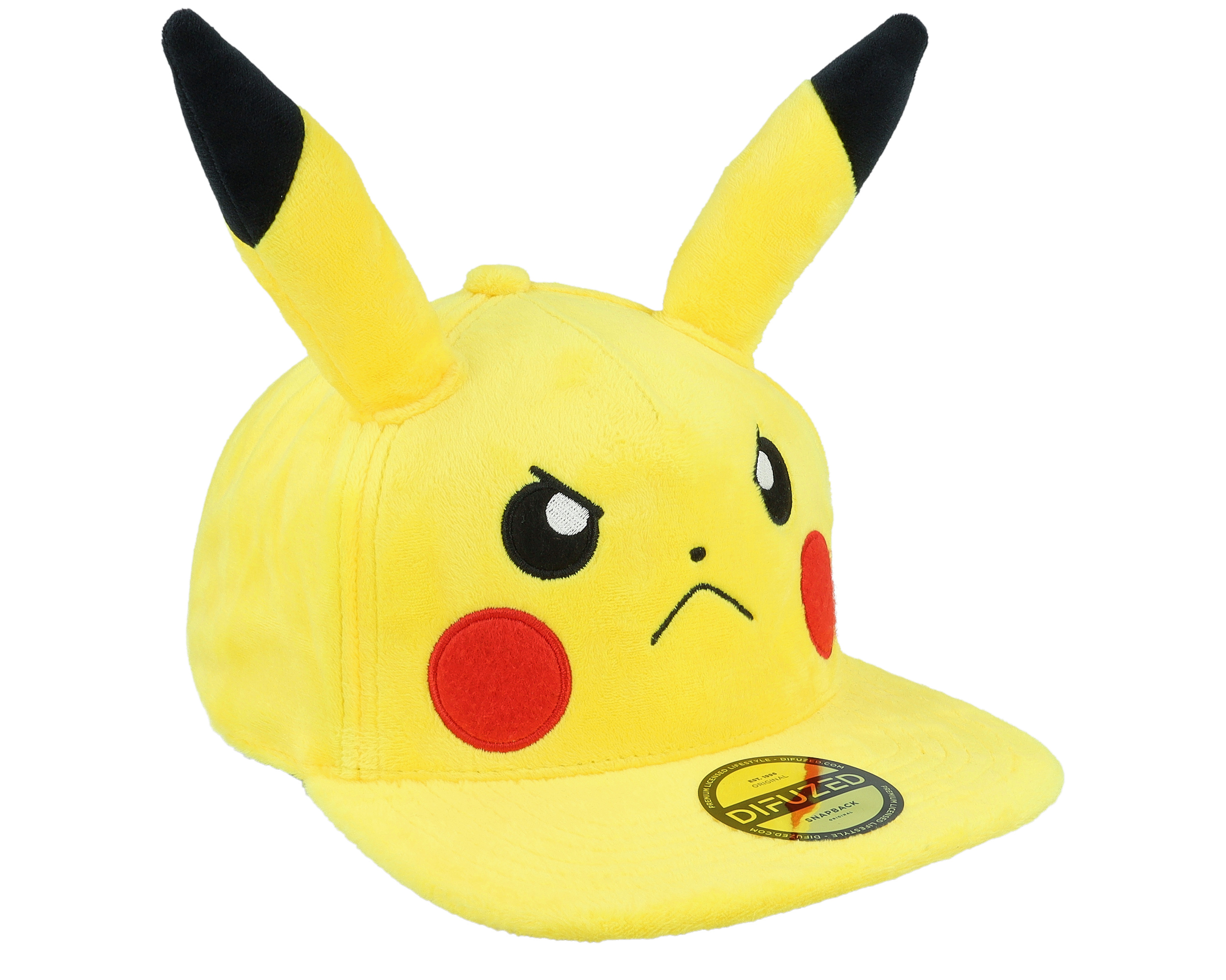 Pokémon Angry Pikachu Plush Yellow Snapback | Hatstoreworld.com