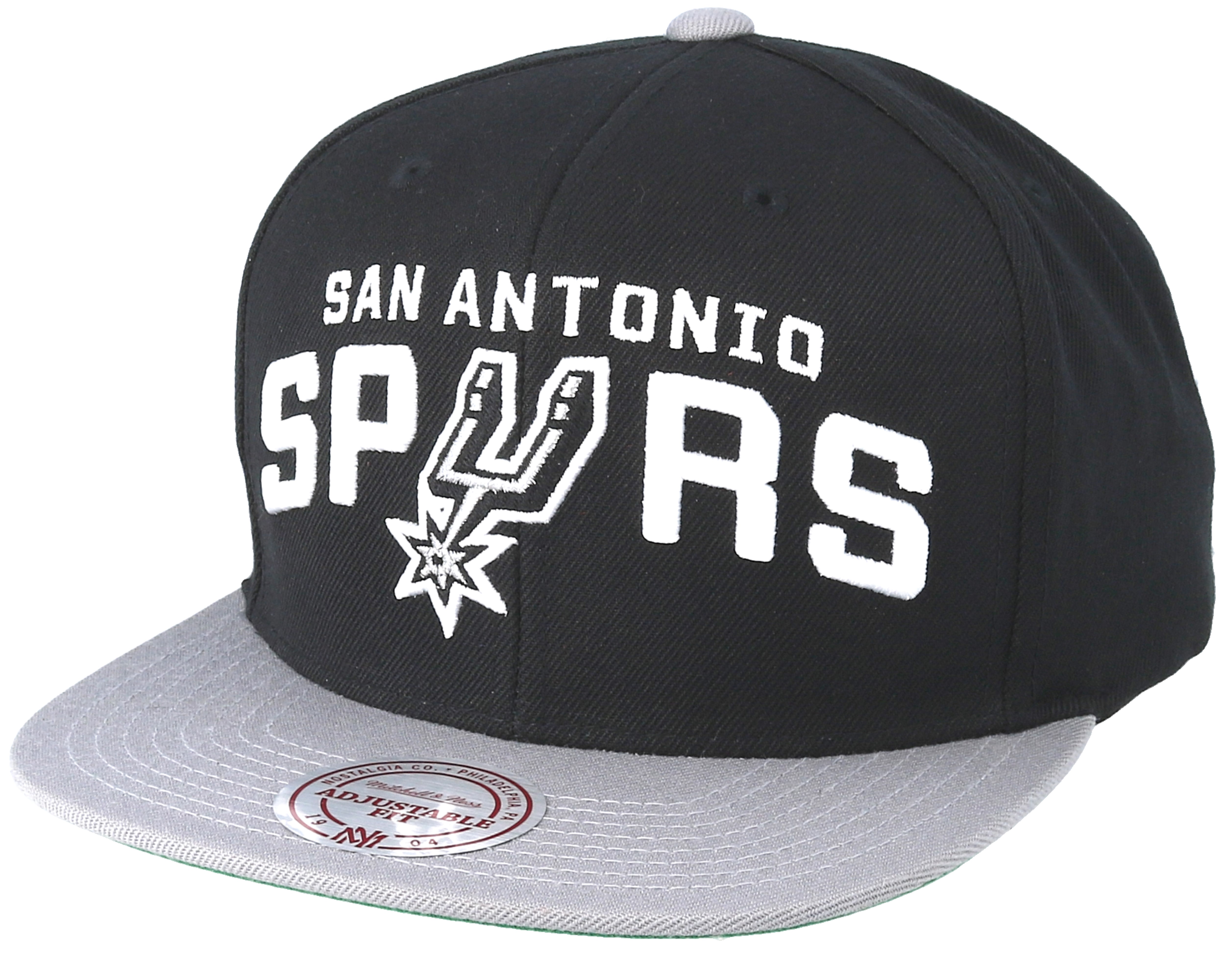 San Antonio Spurs XL Logo 2 Tone Grey/Black 2 Snapback | Hatstoreworld.com