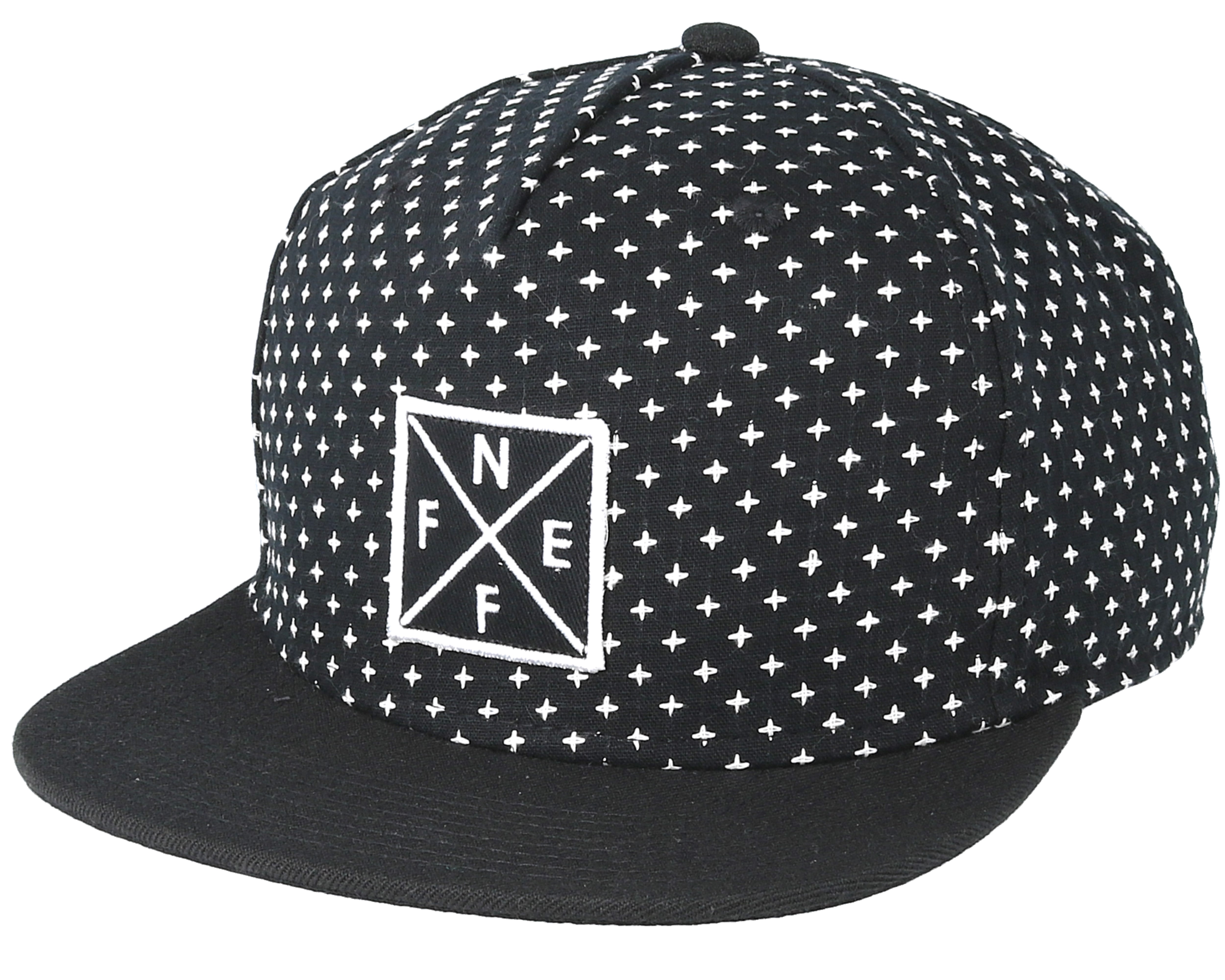 Tilted Cap Trucker Black/Black Snapback - Neff Cap | Hatstoreworld.com
