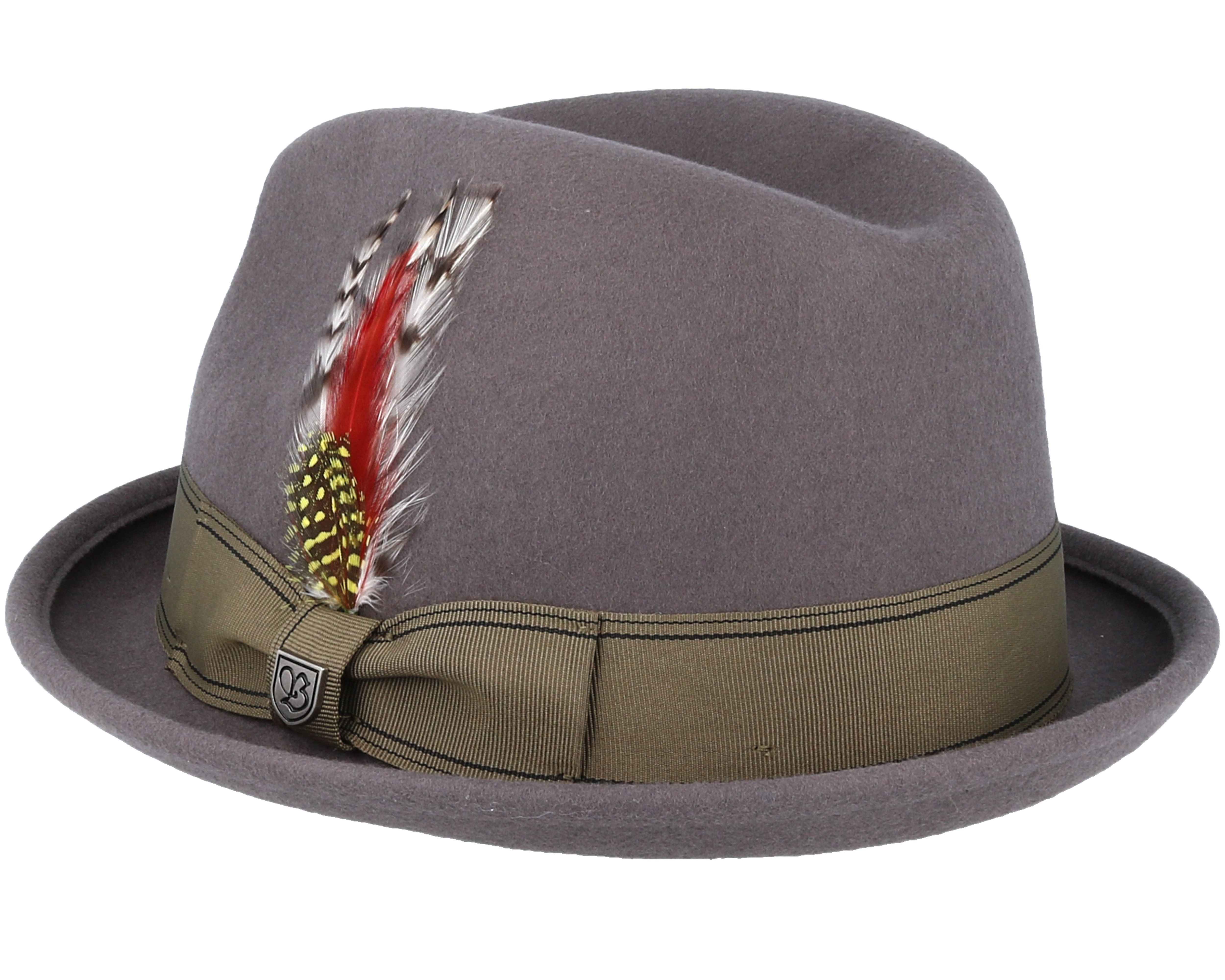 Gain Grey/Gold Fedora - Brixton hat | Hatstoreworld.com