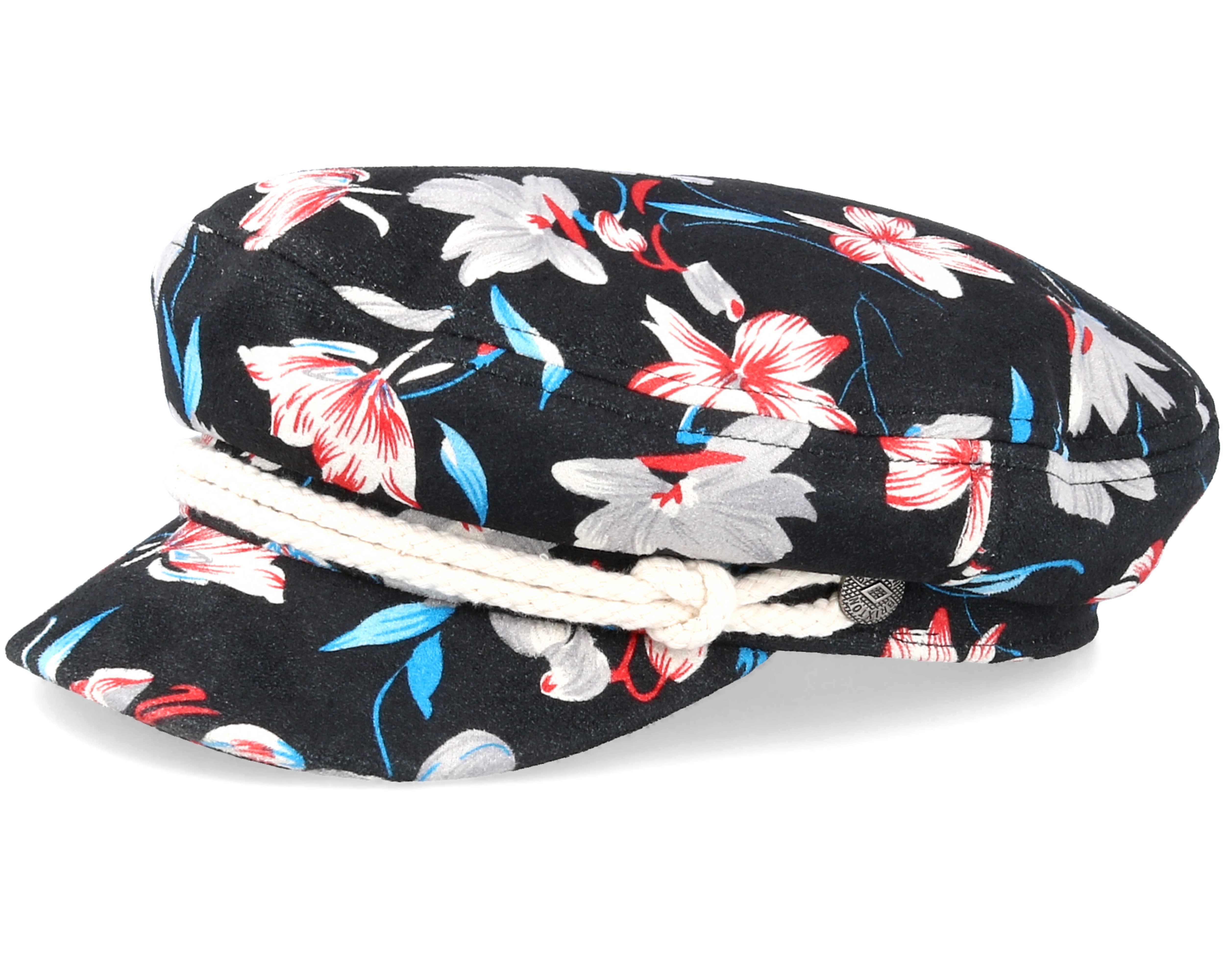Fiddler Black Floral Flat Cap | Hatstoreworld.com