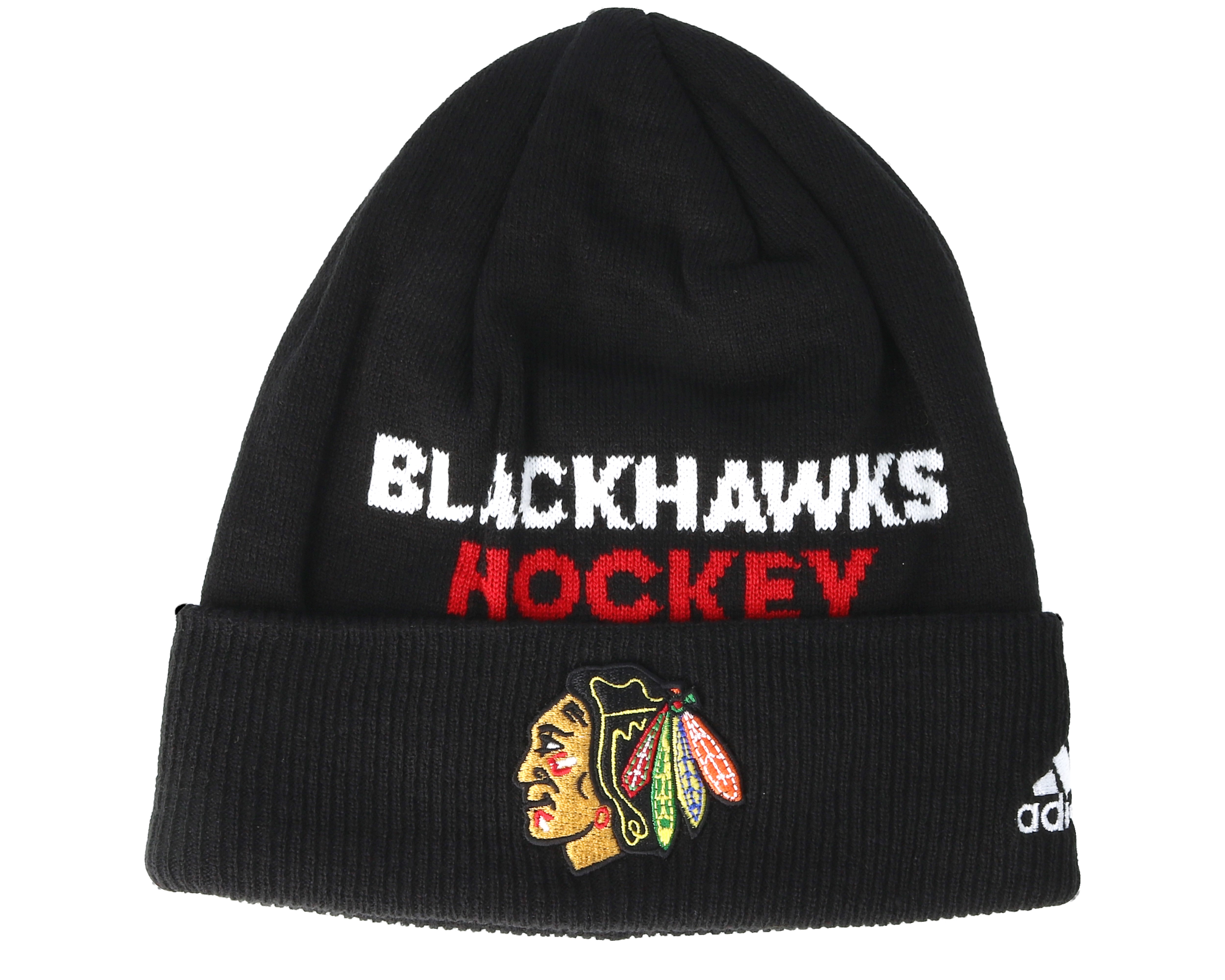 Chicago Blackhawks Locker Room Cuffed Black Beanie | Hatstoreworld.com