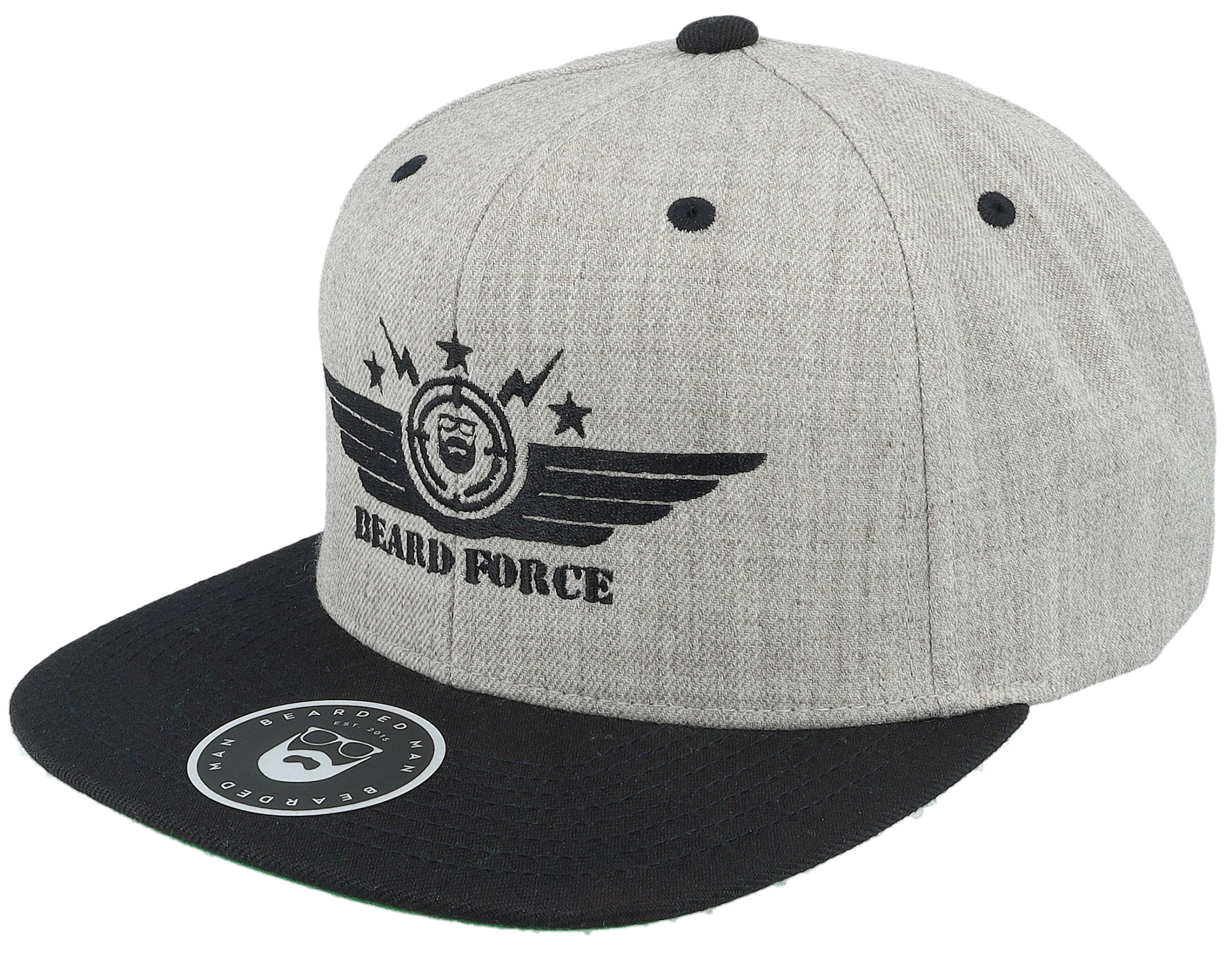 Beard Force Grey/Black Snapback - Bearded Man | Hatstoreworld.com