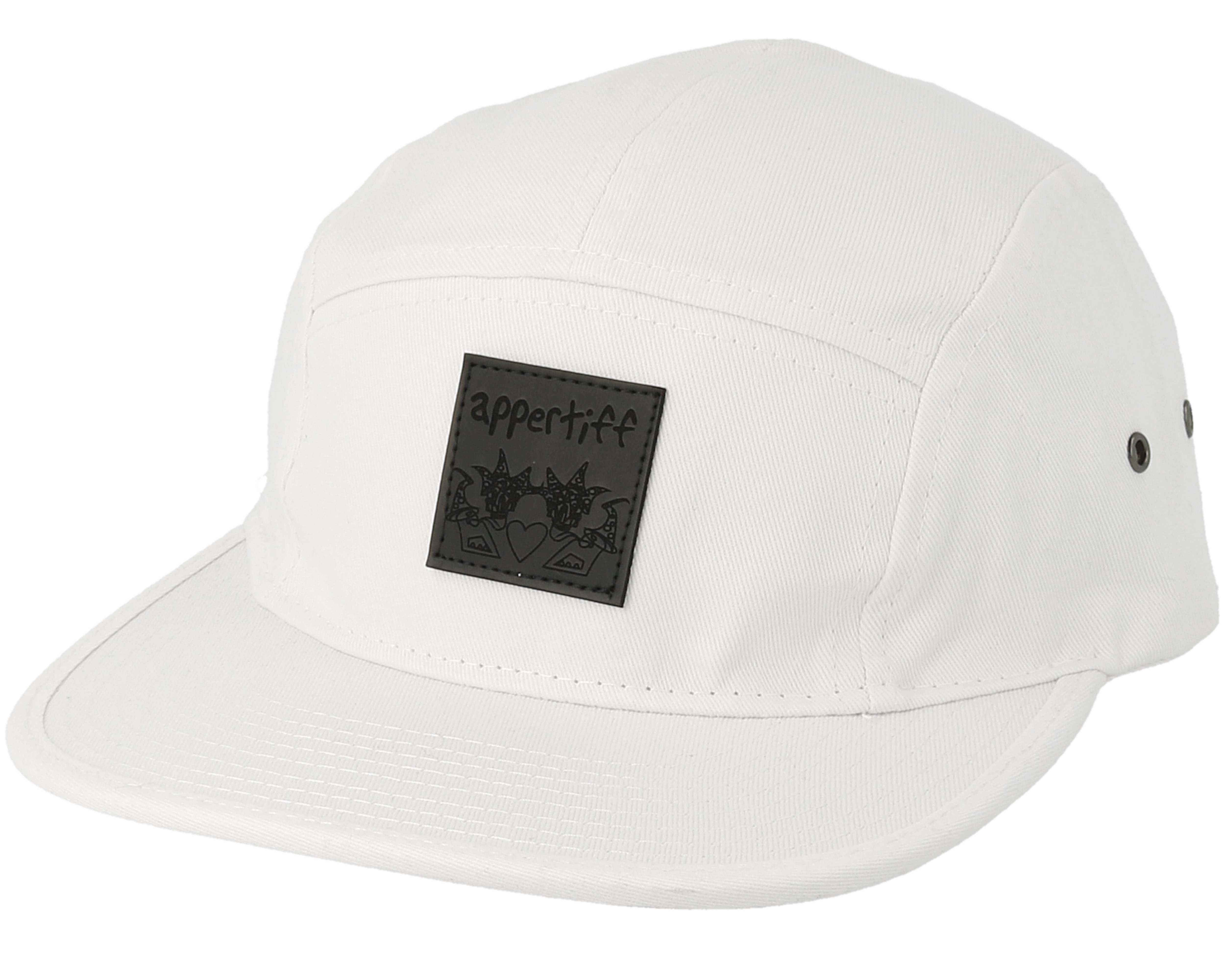 5 Panel White Strapback - Appertiff cap | Hatstoreworld.com