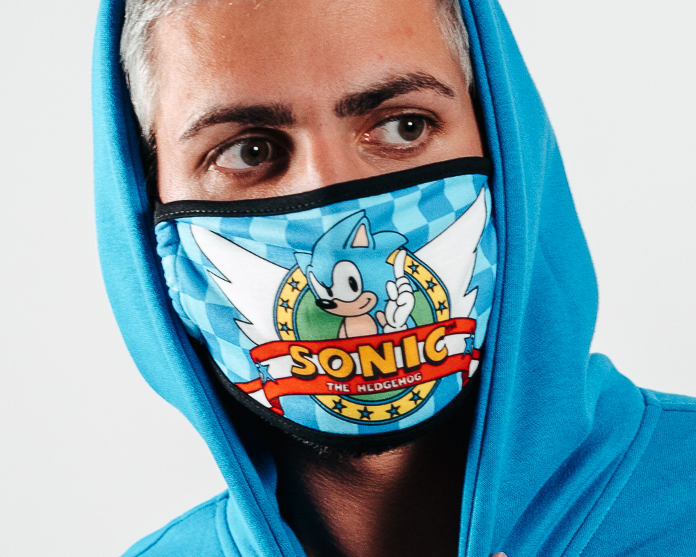 1 Pack Sonic The Hedgehog Logo Face Mask - Bioworld 面具 | Hatstore.com