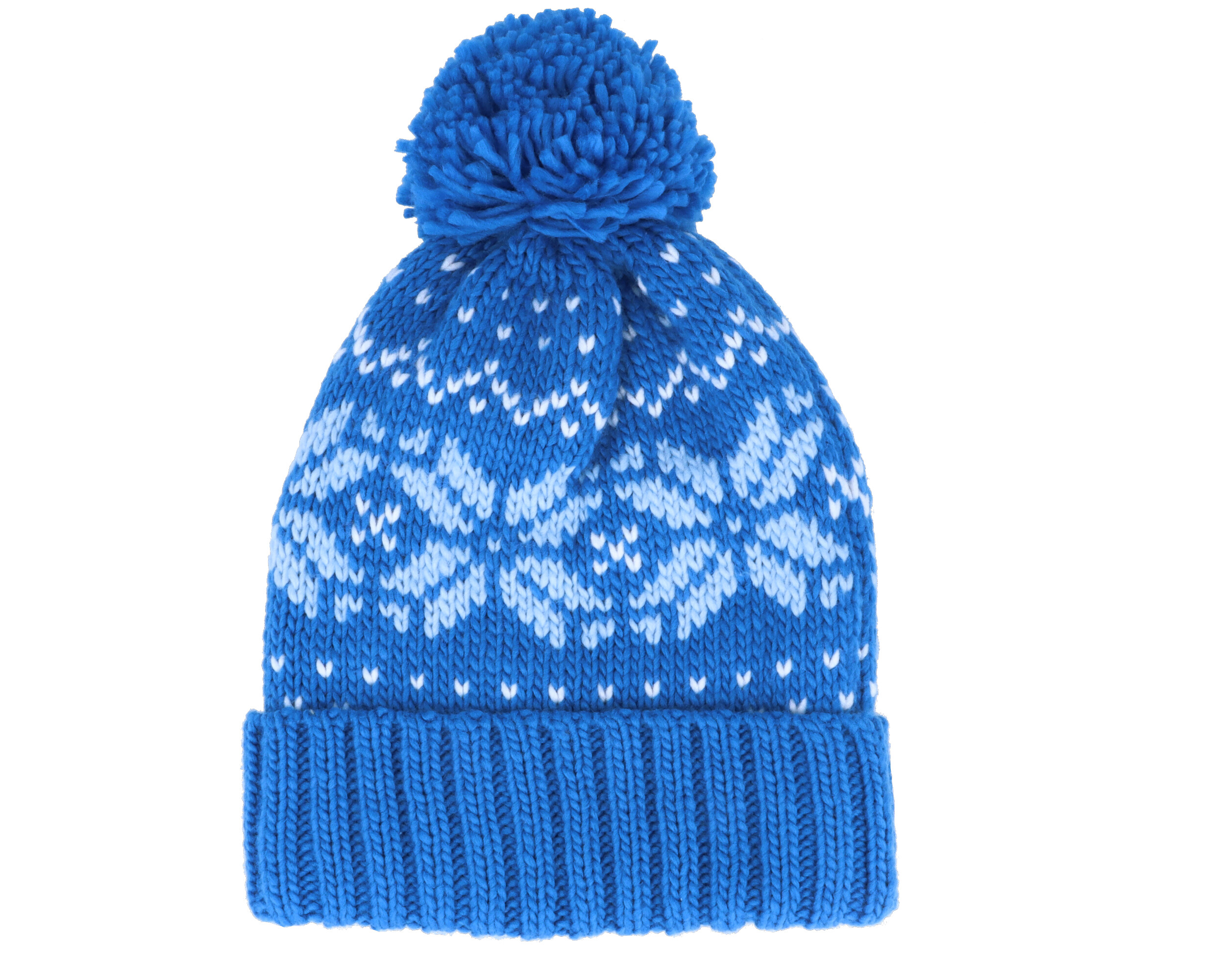 Fair Isle Snowstar® Beanie Saphire Blue/Sky Blue Pom - Beechfield ...
