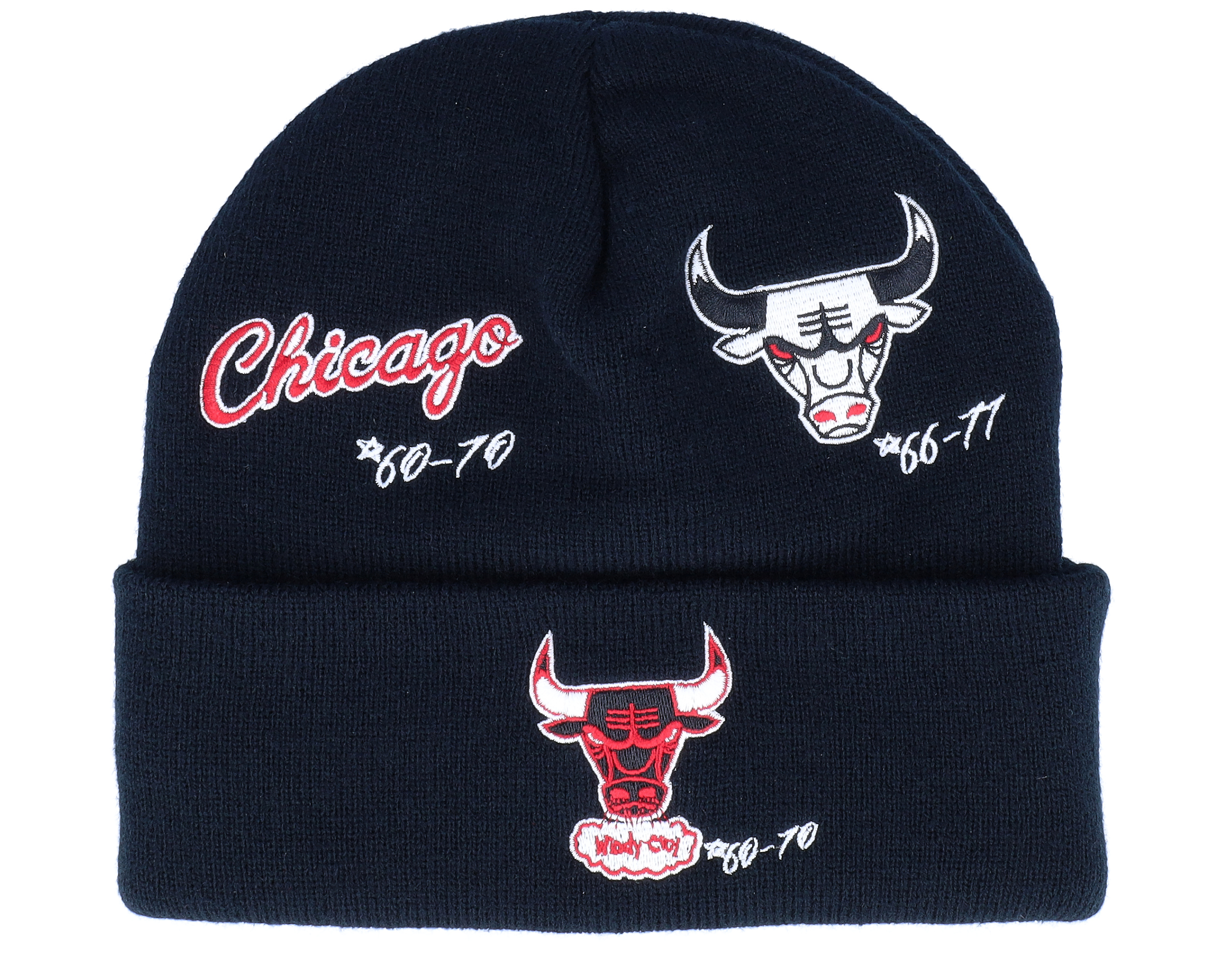Chicago Bulls Time Line Knit Beanie HWC Black Cuff - Mitchell & Ness ...