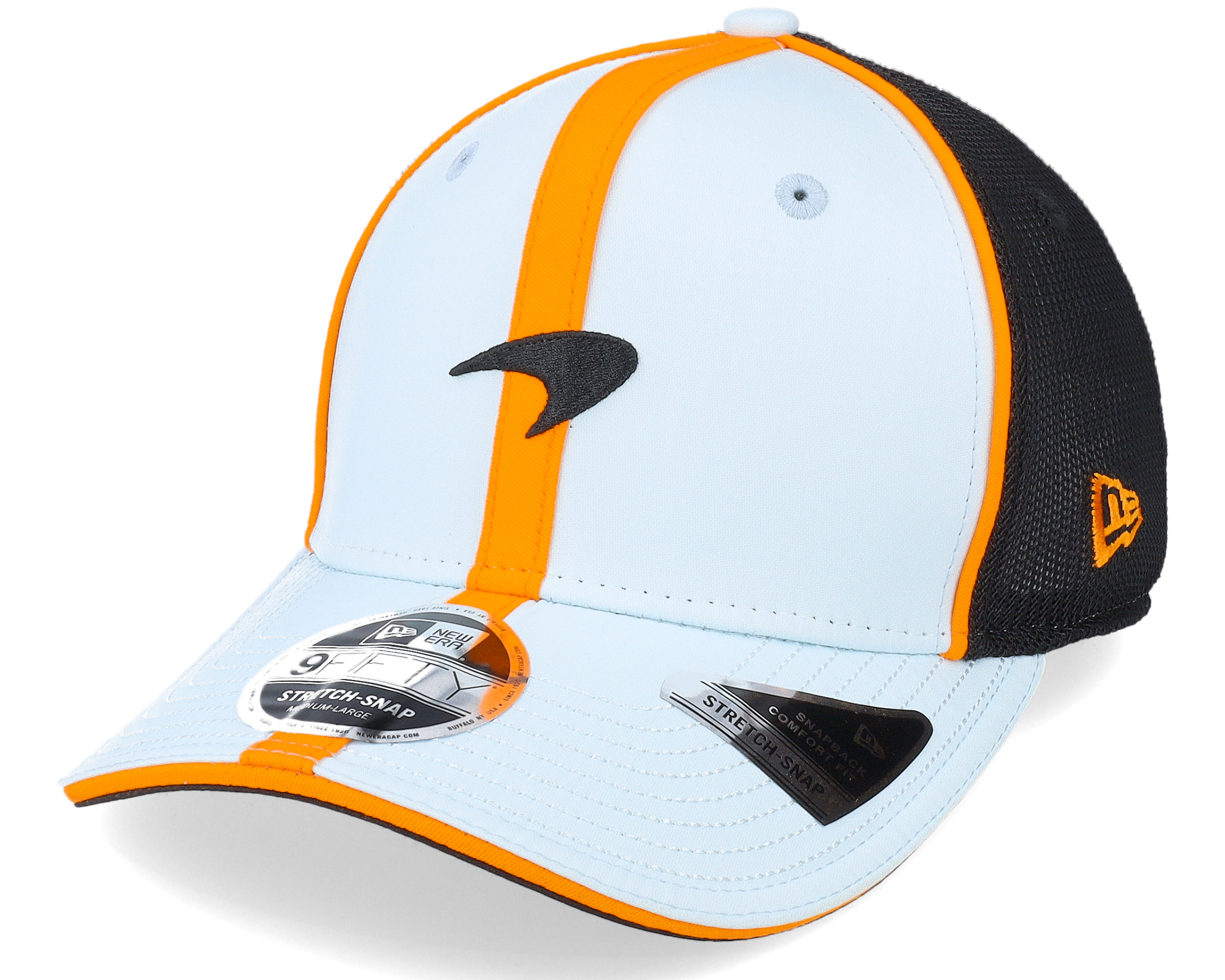 McLaren Gulf Fw Poly 9FIFTY Light Blue Adjustable - New Era | Hatstore.com