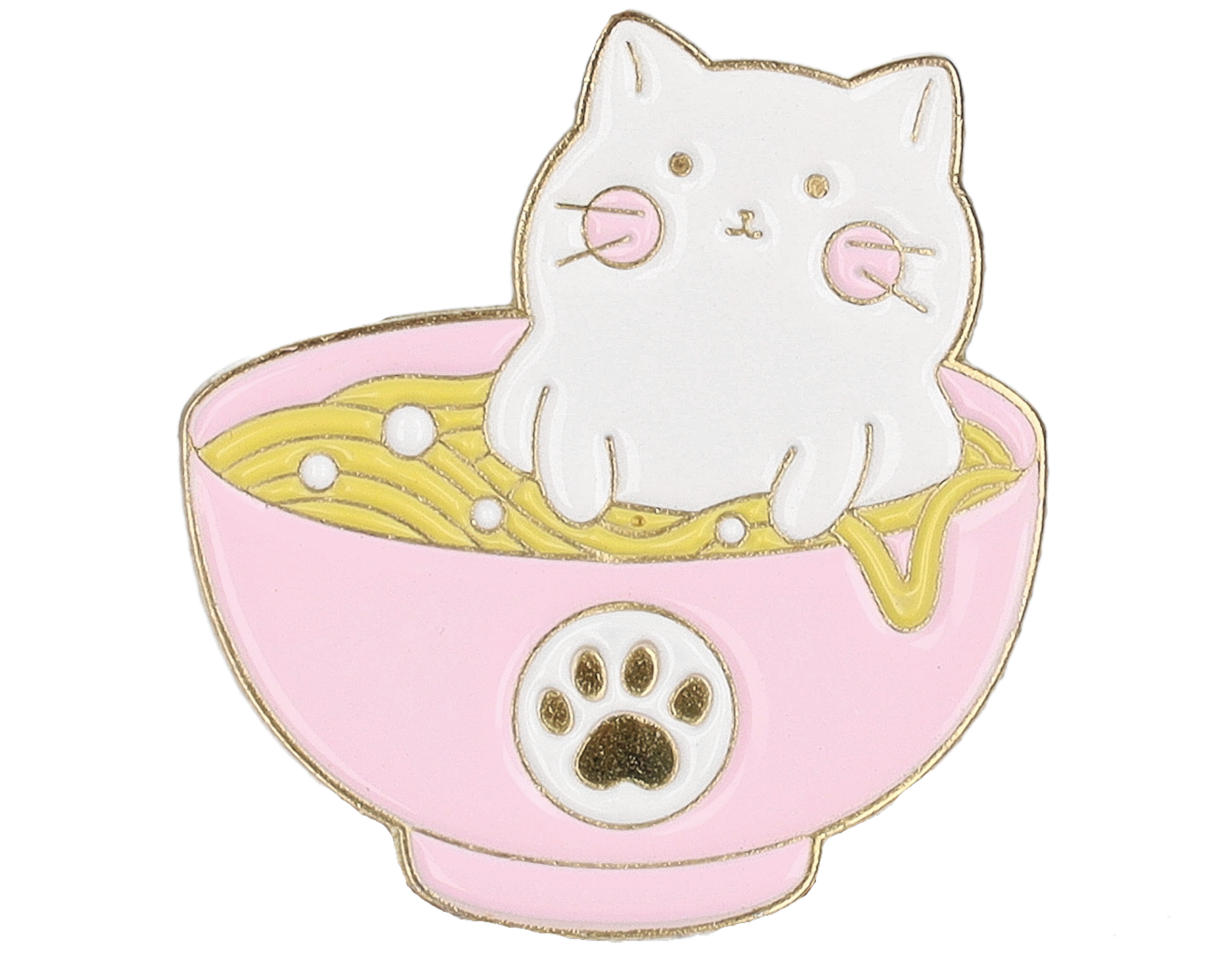 Cat Soup Pink Metal Enamel Pin - Cap Pins | Hatstoreworld.com