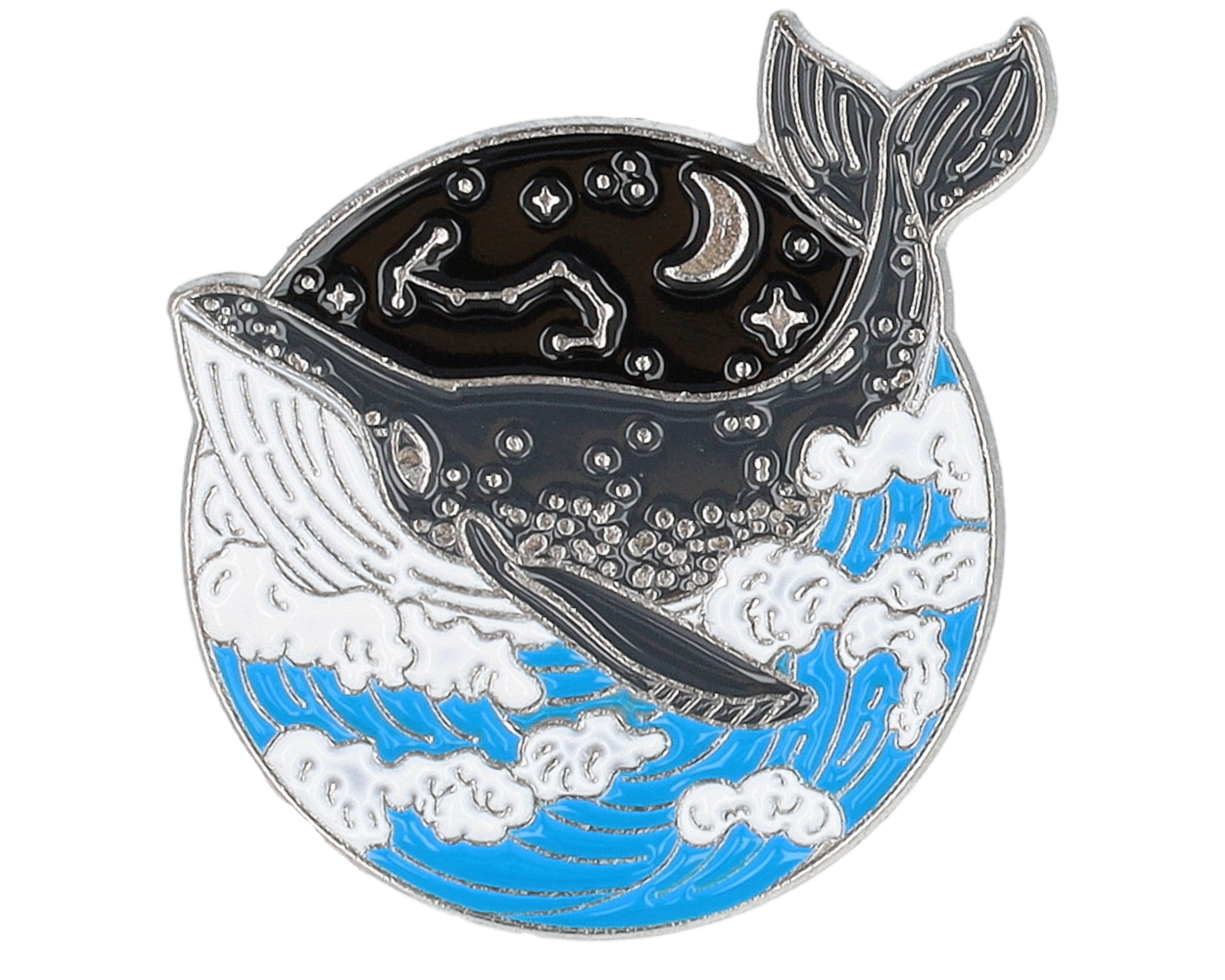 Whale Black/Blue Metal Enamel Pin - Cap Pins | Hatstoreworld.com