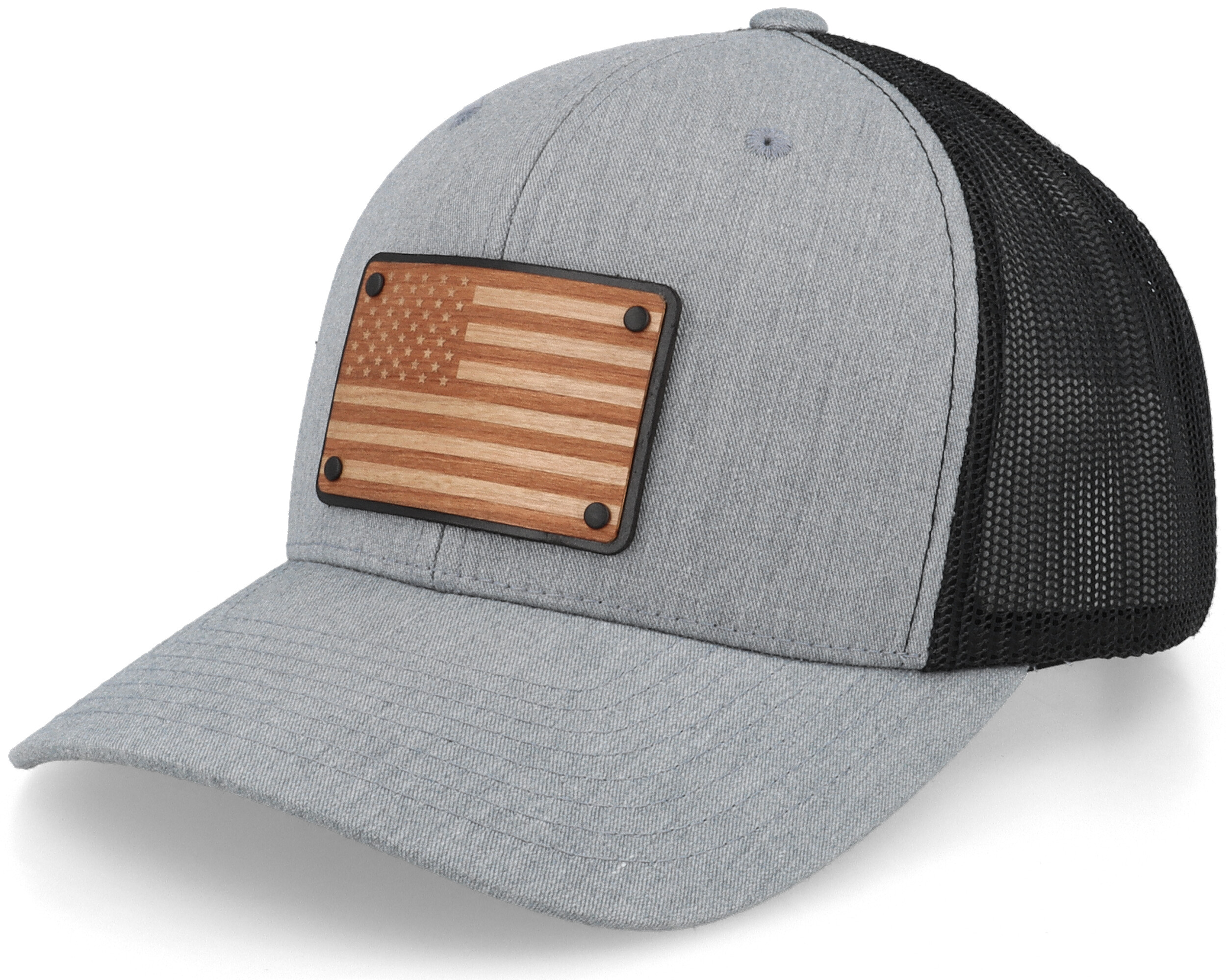 American Flag Cherrywood Heather Grey/Black Trucker | Hatstoreworld.com