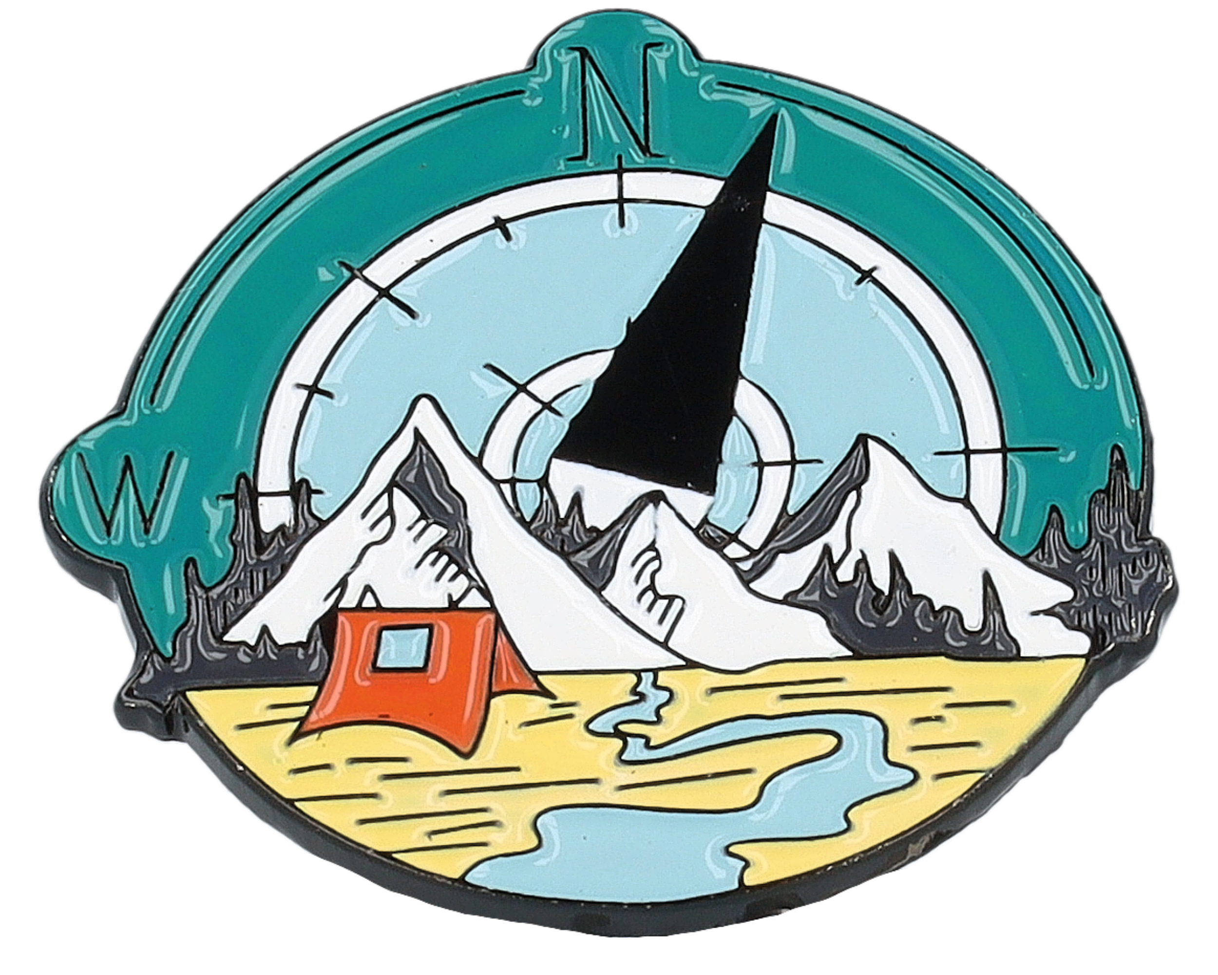 Camping Life Compass Metal Enamel Pin | Hatstoreworld.com