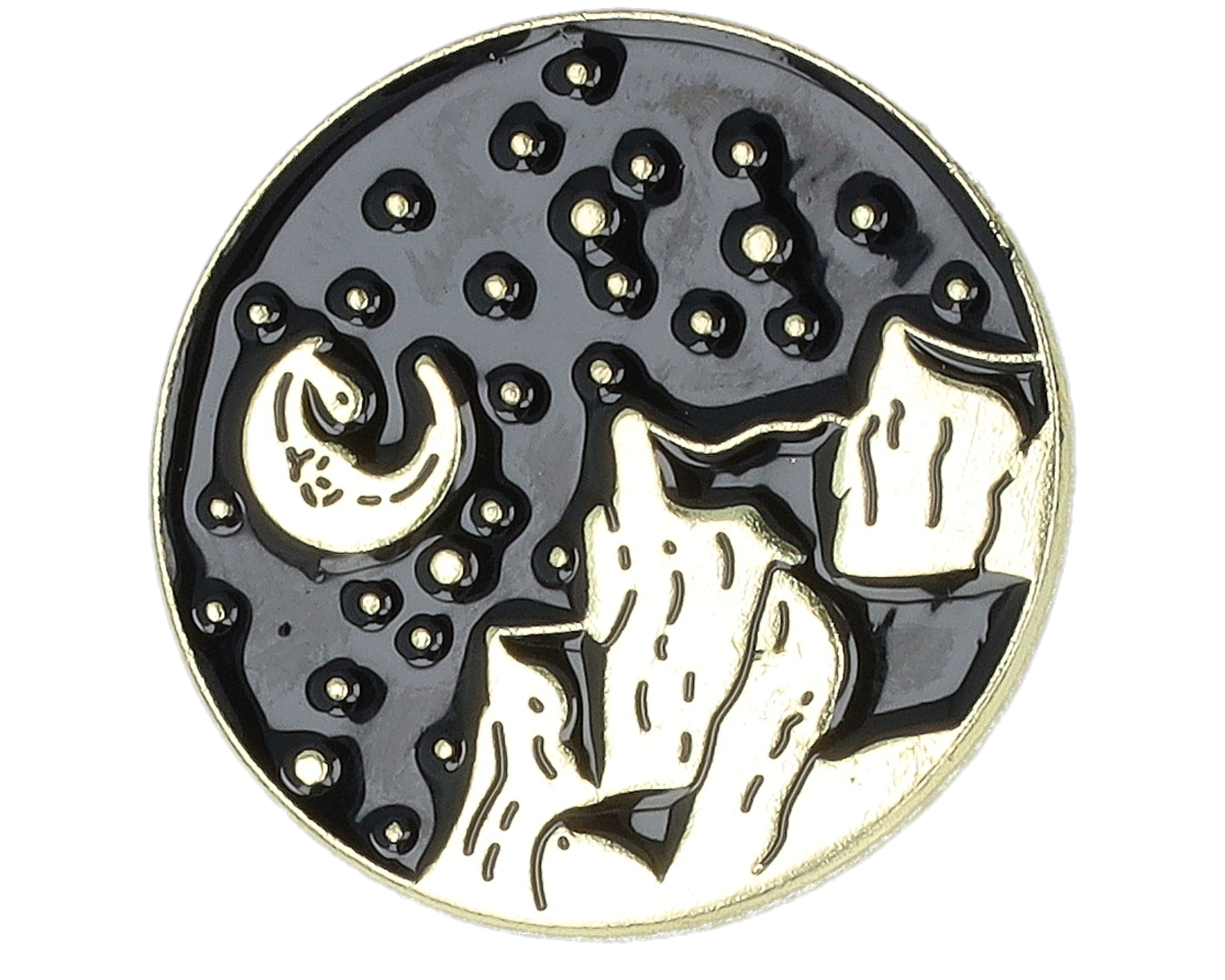 Outdoors Mountain Half Moon & Cliff Metal Enamel Pin - Cap Pins ...