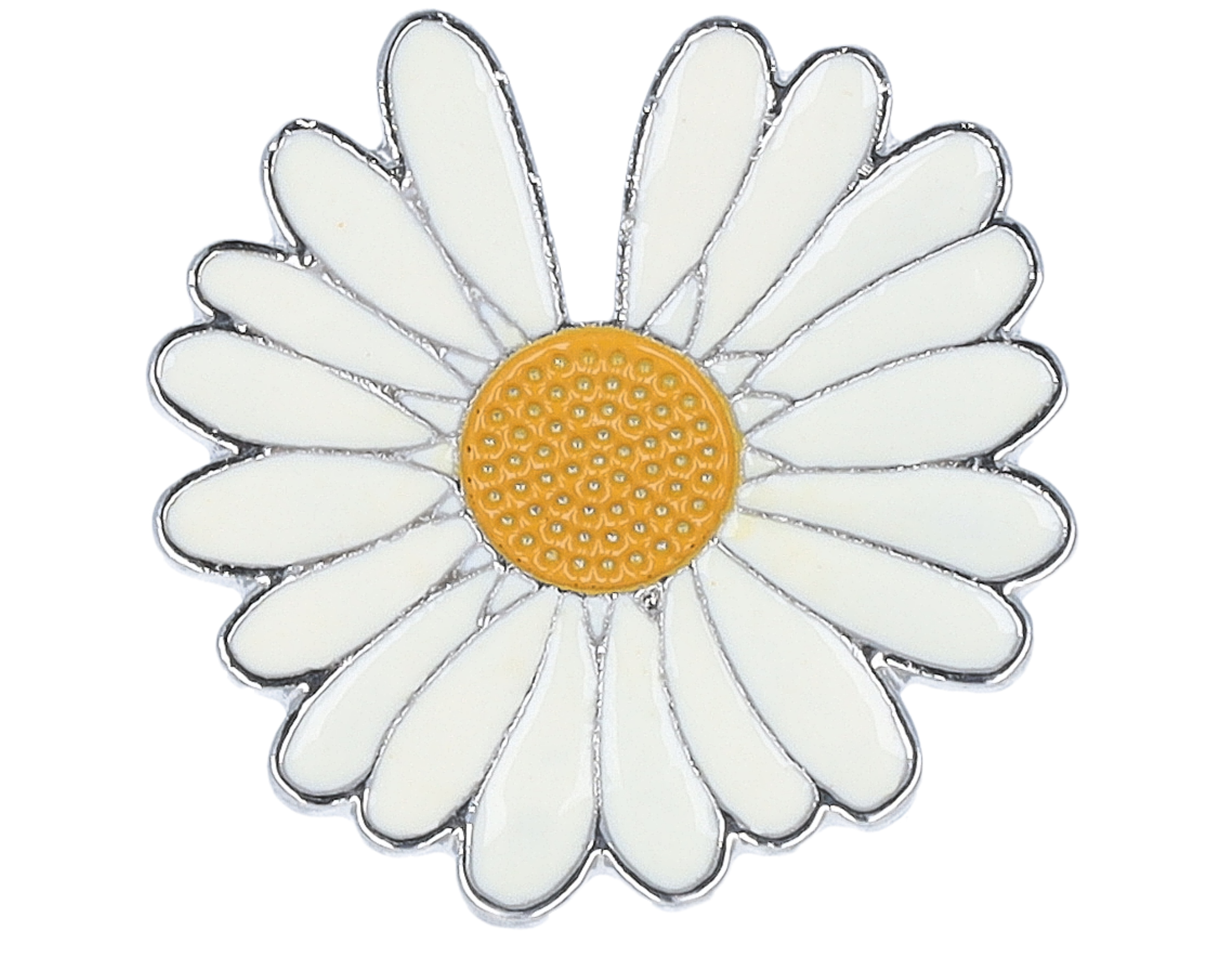 Daisy White Flower Metal Enamel Pin - Cap Pins | Hatstoreworld.com