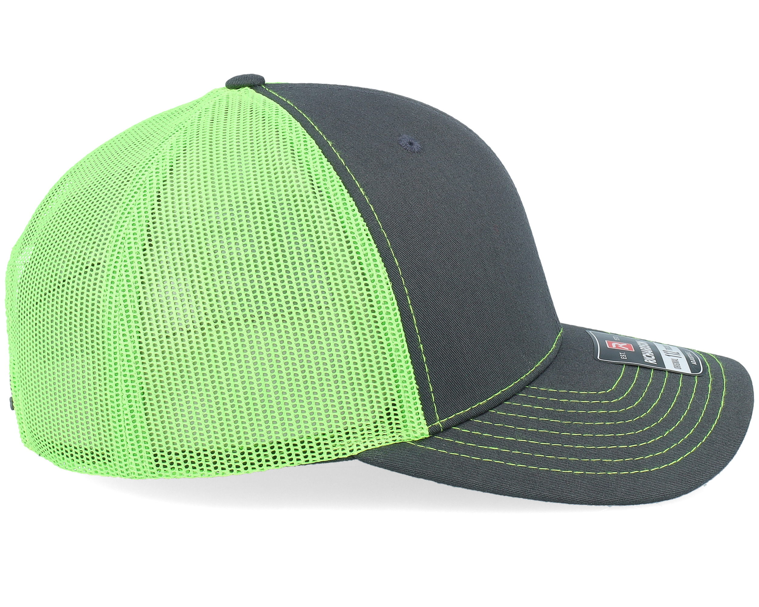 112 Split Charcoal/Neon Green Trucker - Richardson Cap | Hatstore.com