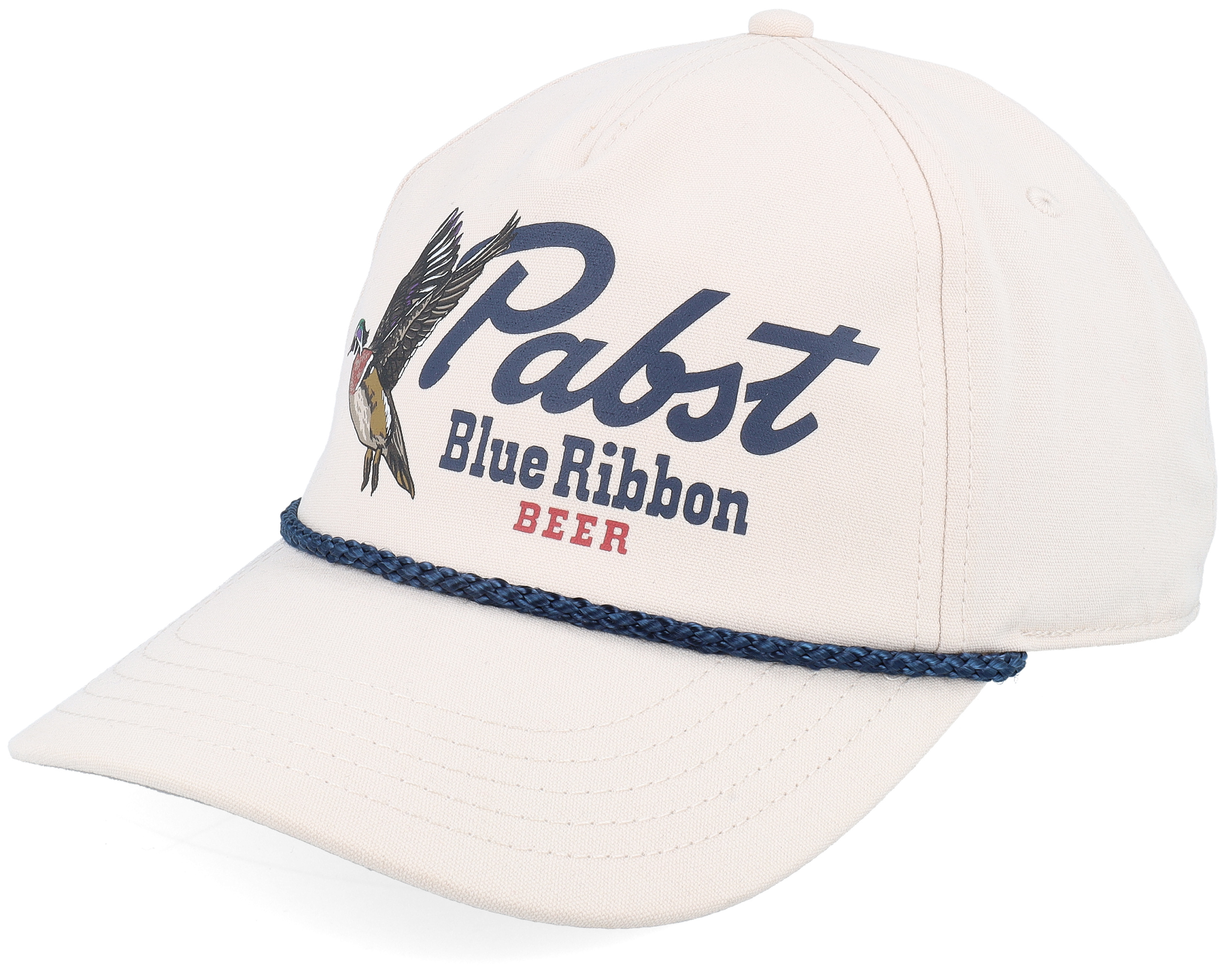Pabst Blue Ribbon Canvas Cappy Ivory A-Frame Adjustable | Hatstoreworld.com