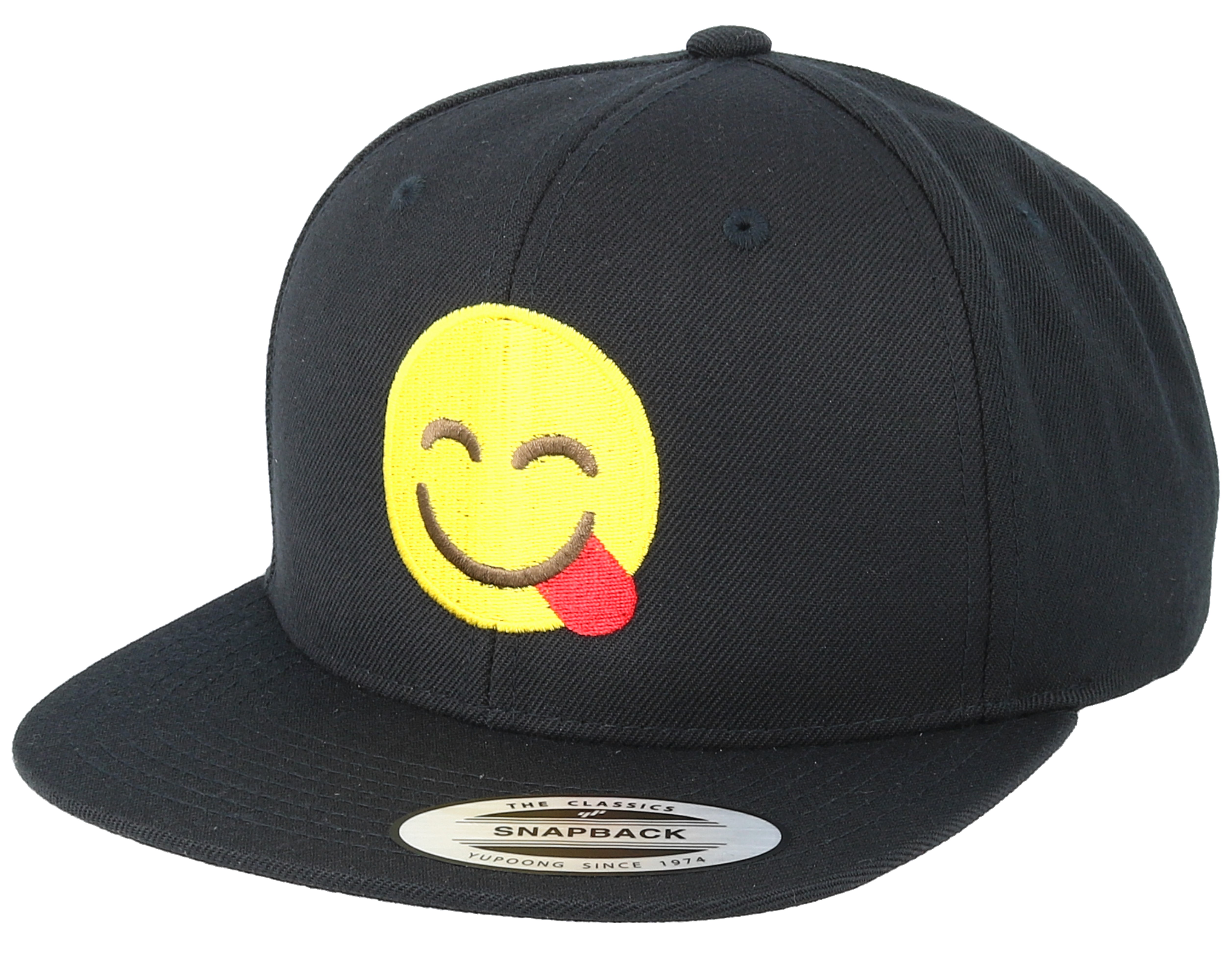 Emoji Tongue Black Snapback | Hatstoreworld.com