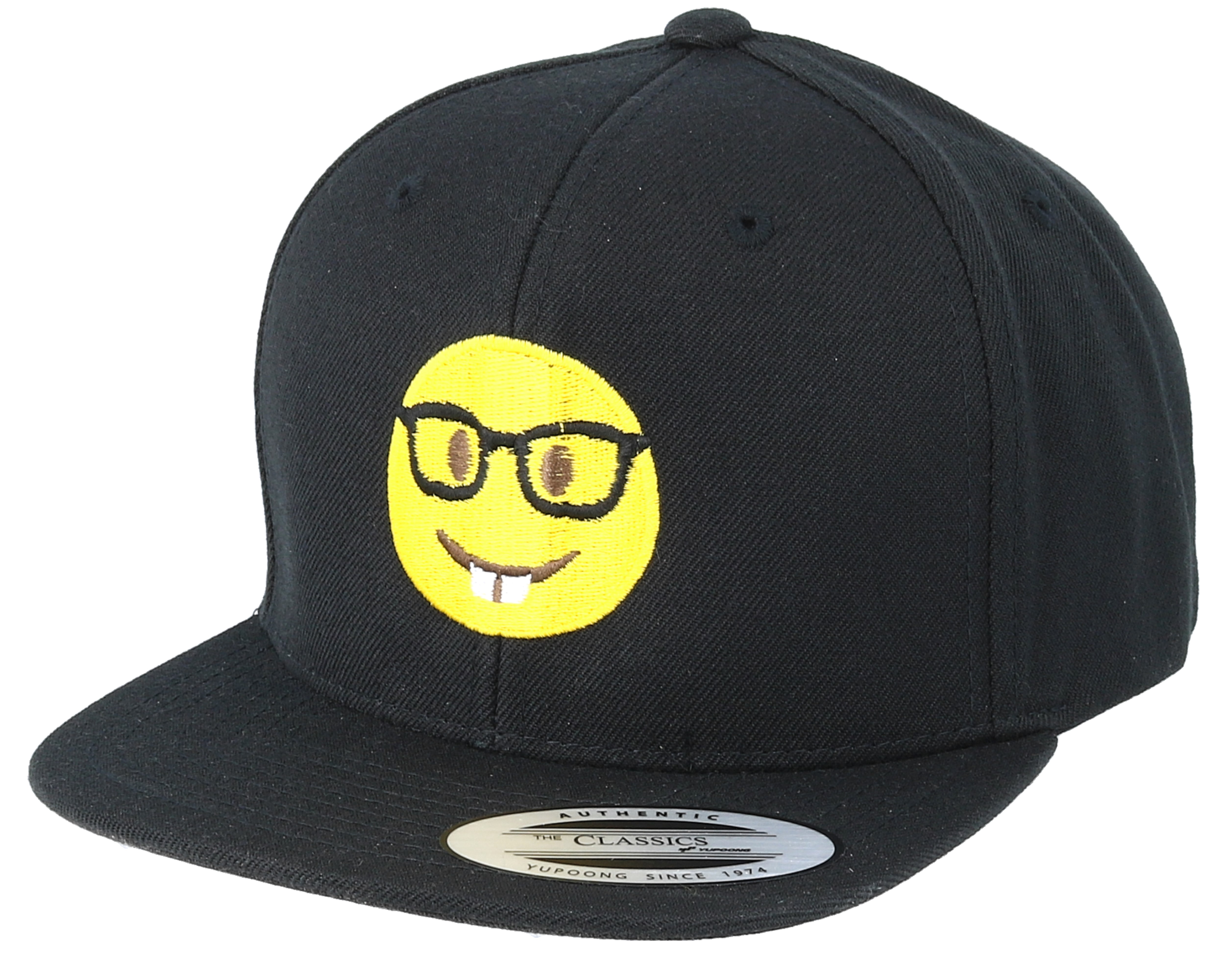 Kids Emoji Nerd Black Snapback | Hatstoreworld.com