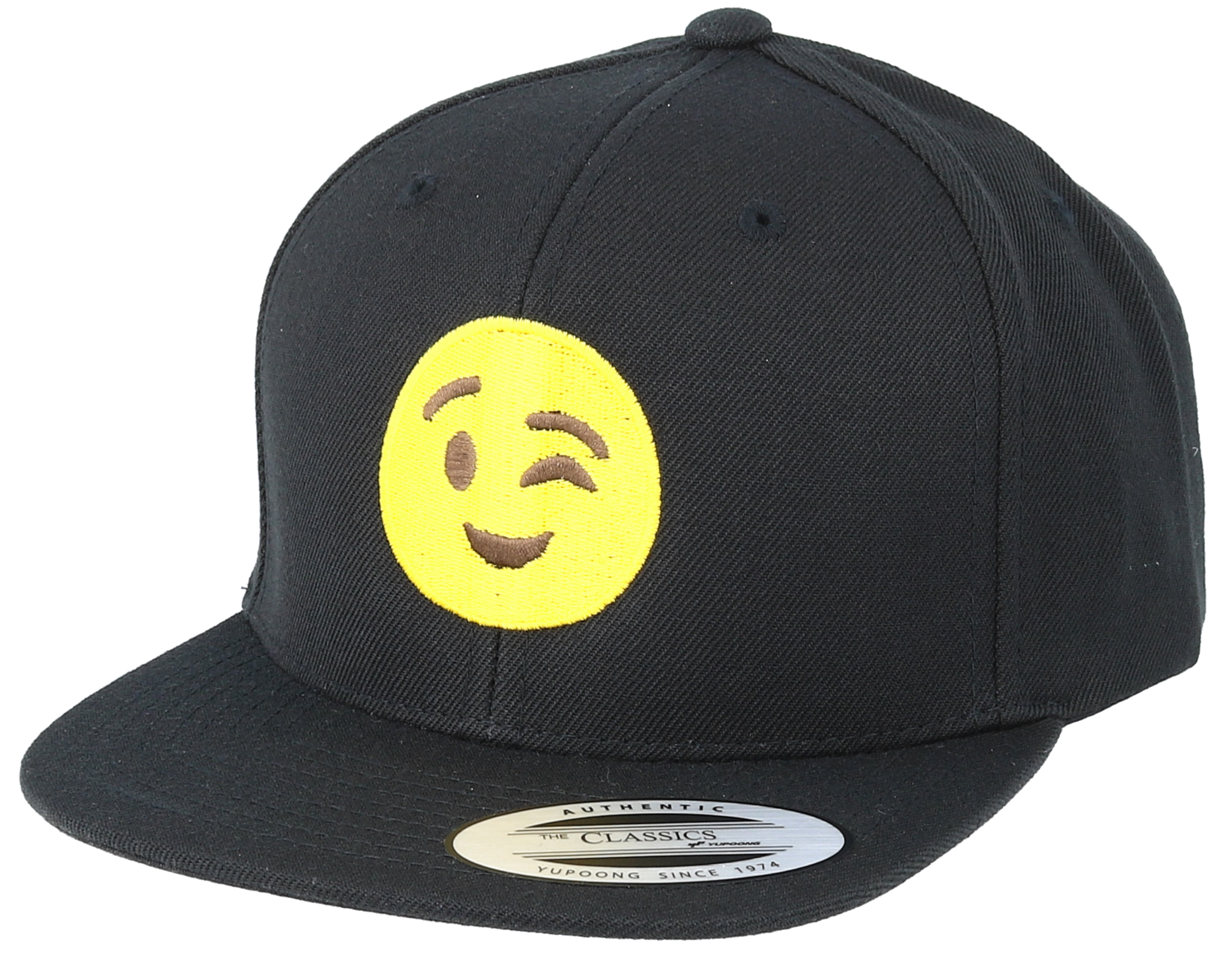 Kids Emoji Wink Black Snapback | Hatstoreworld.com