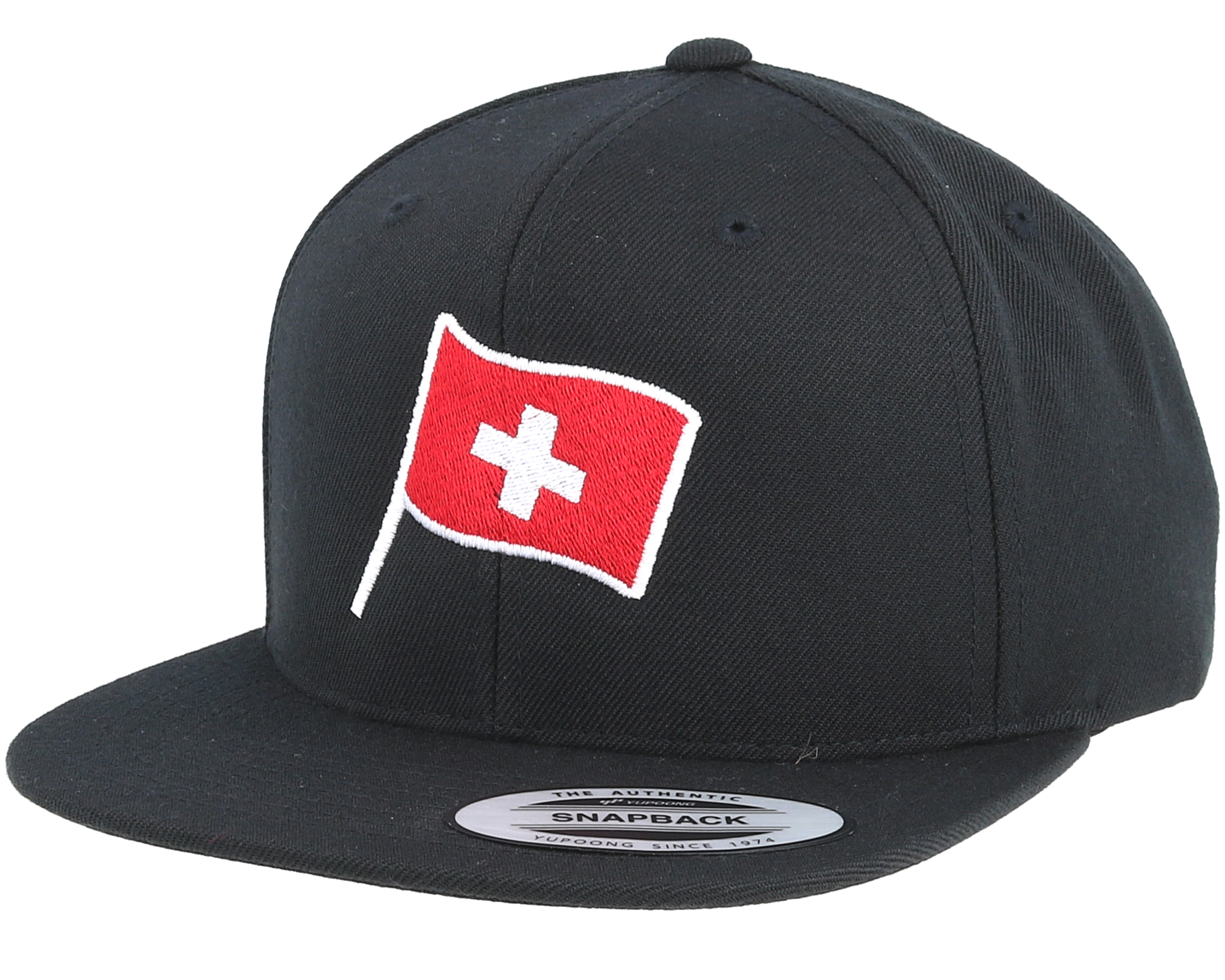 Swiss Flag Black Snapback - Forza Cap | Hatstoreworld.com