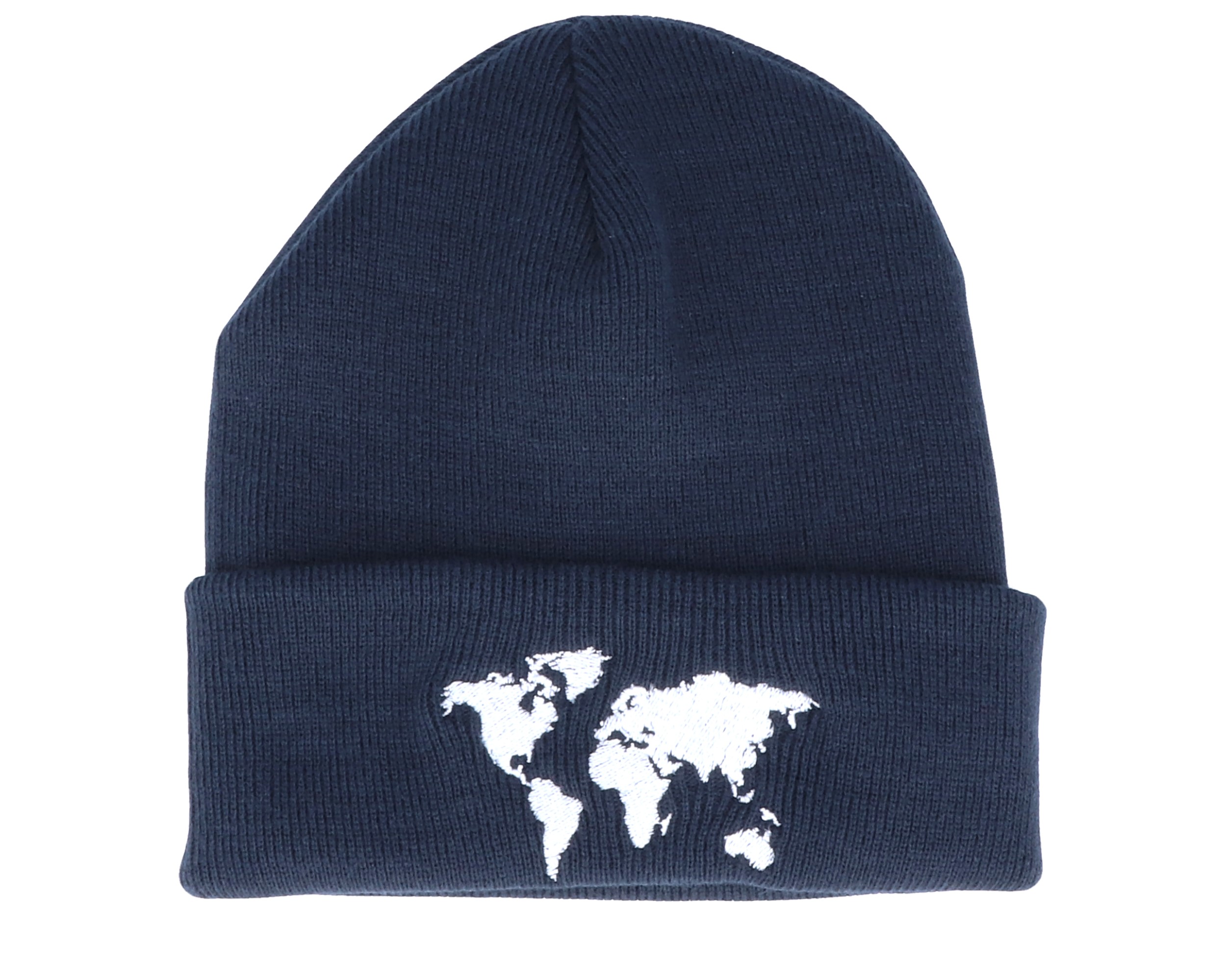 Kids World Map French Navy Beanie | Hatstoreworld.com