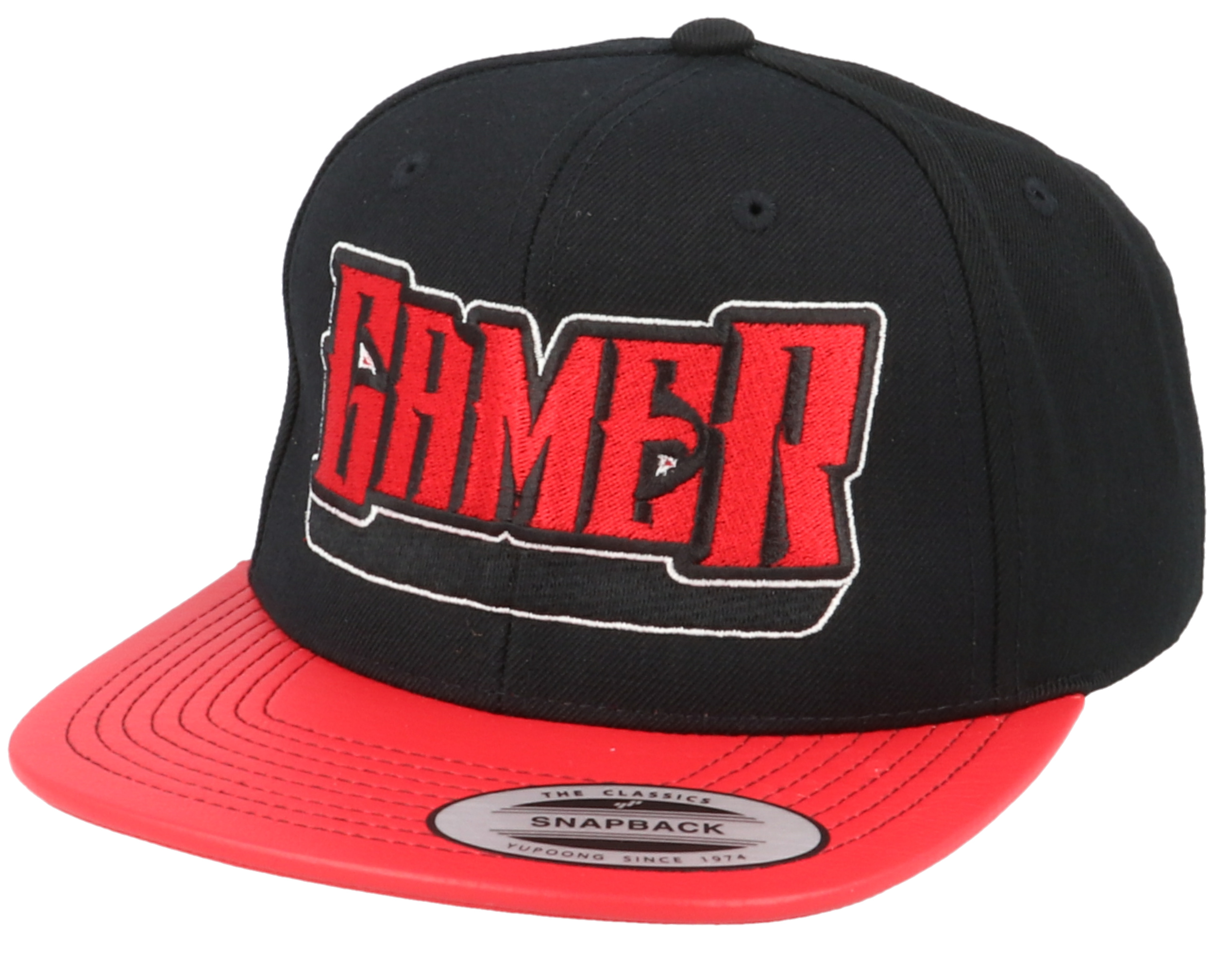 Gamer Logo Metallic Visor Black/Red Snapback | Hatstoreworld.com