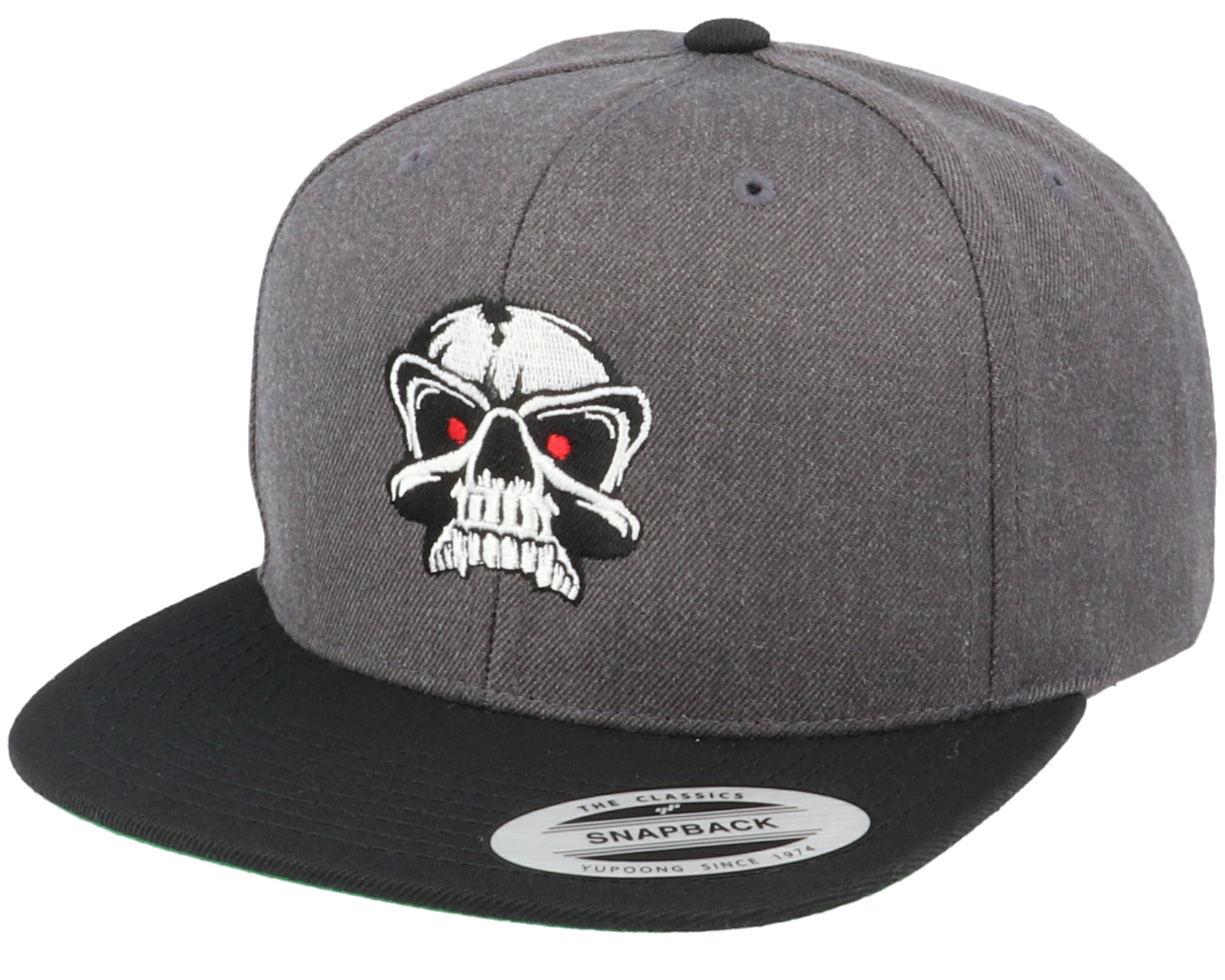 Red Eye Skull Charcoal/Black Snapback | Hatstoreworld.com