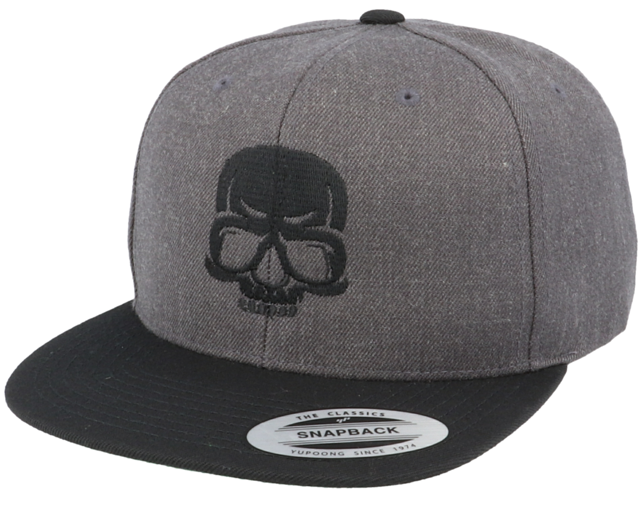 Bad Skull Charcoal/Black Snapback | Hatstoreworld.com