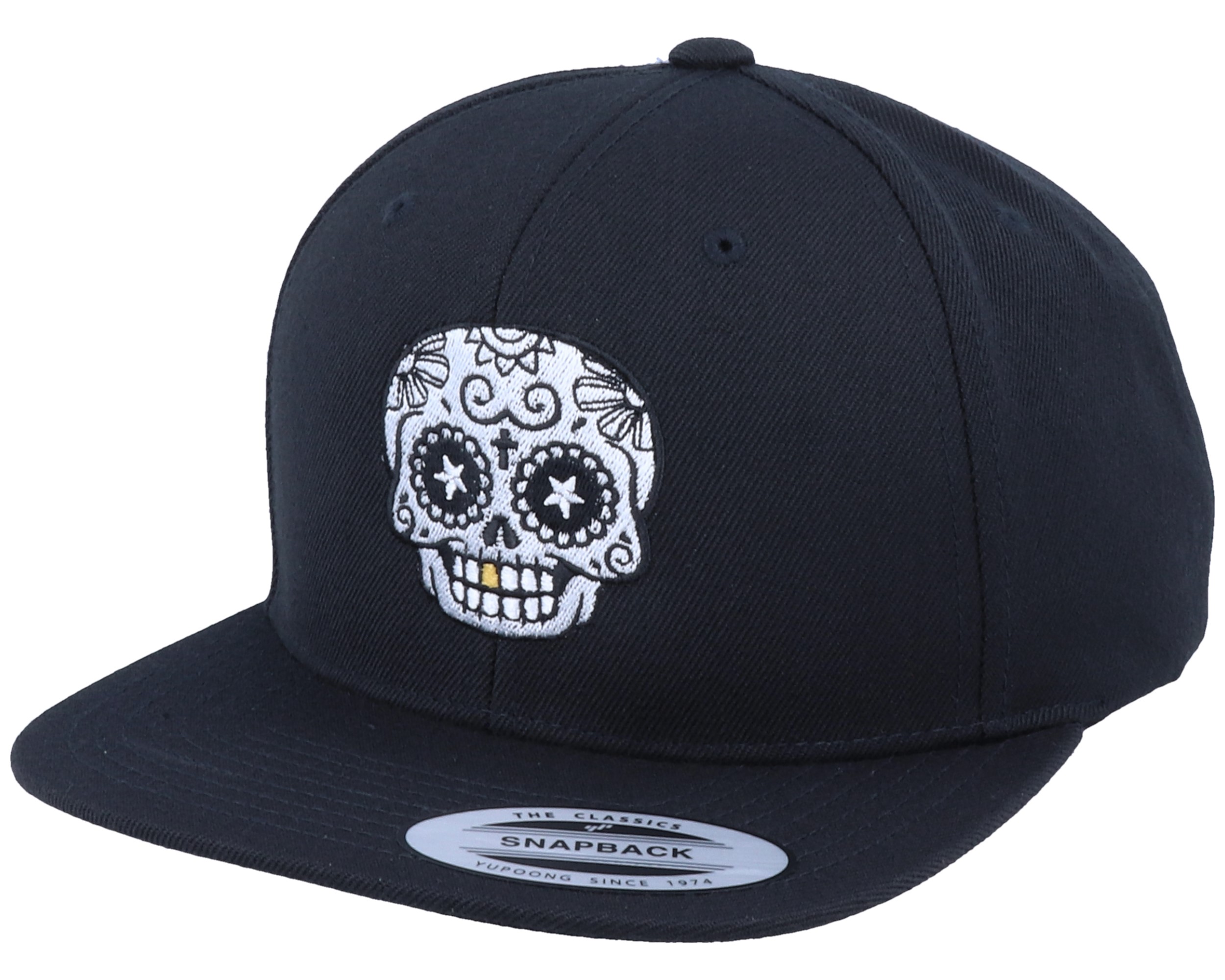 Gold Tooth Skull Black Snapback | Hatstoreworld.com