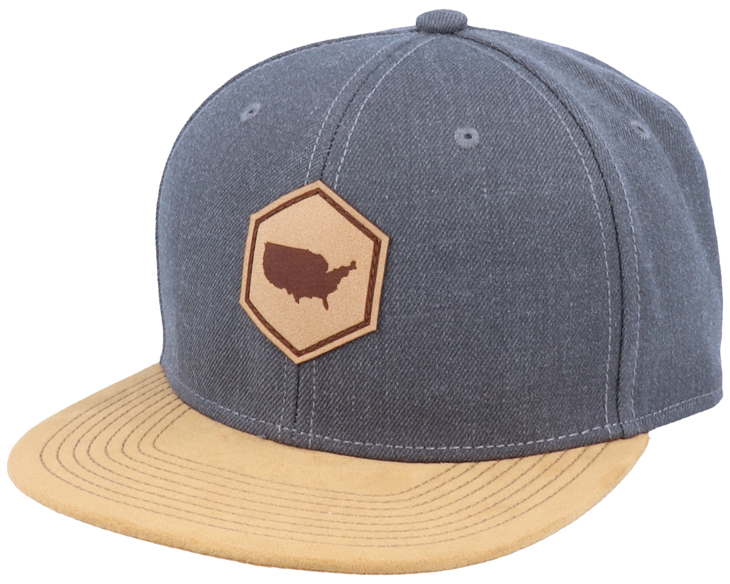 Usa Map Patch Dark Heather Grey/Suede Snapback | Hatstoreworld.com