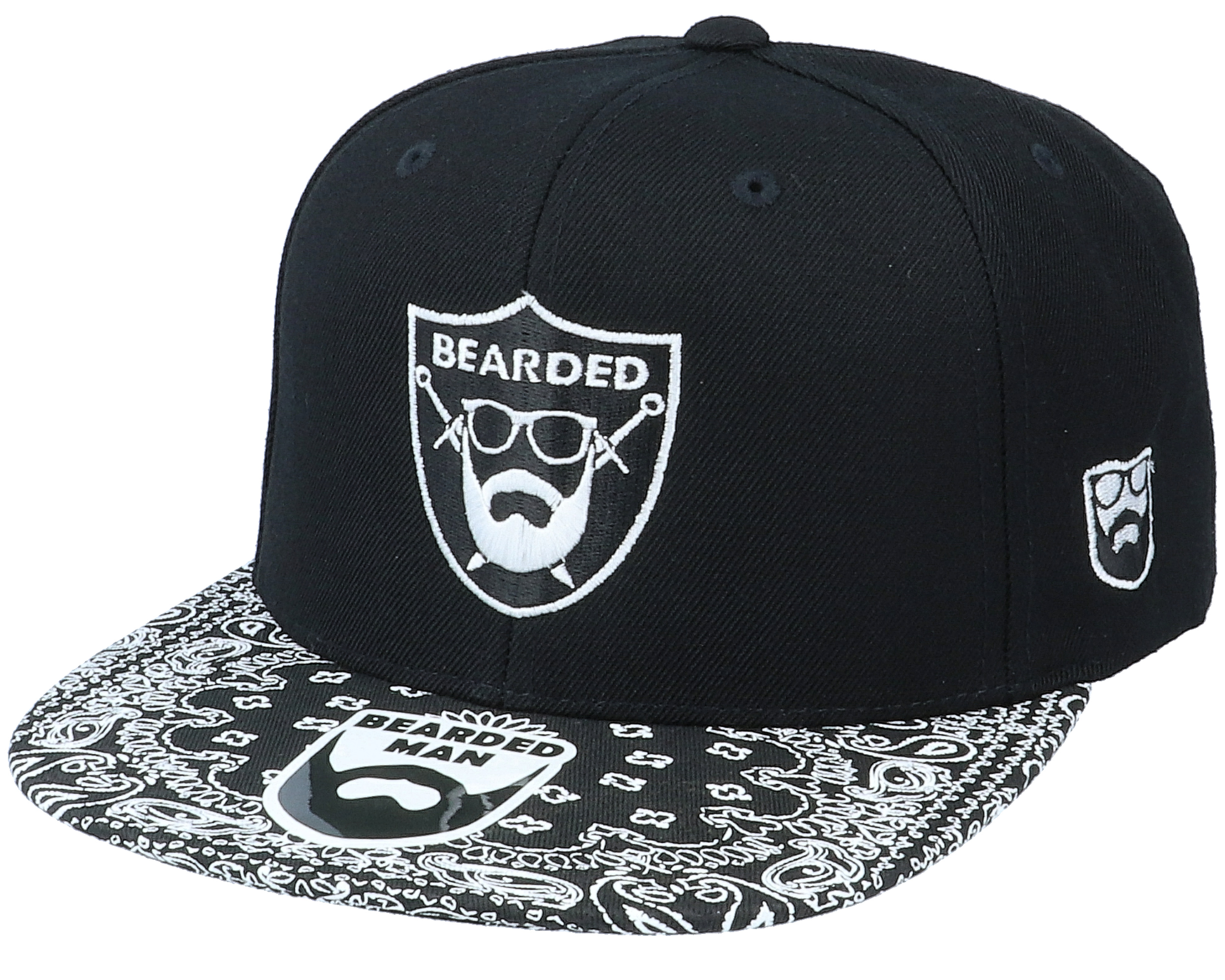 Bearded Sword Badge Black/Paisley Snapback | Hatstoreworld.com