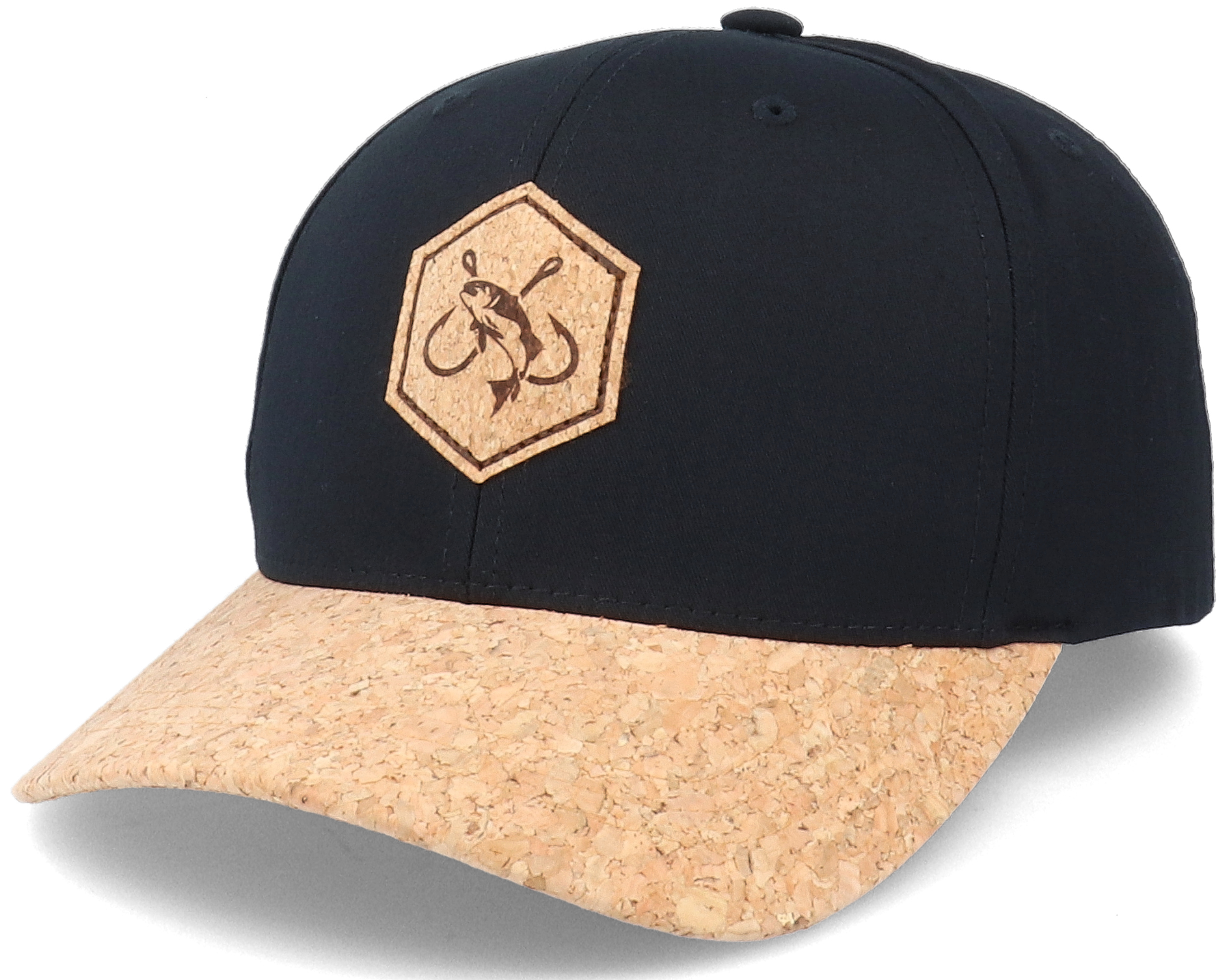 Fishing Hooks Patch Black/Cork Adjustable | Hatstoreworld.com