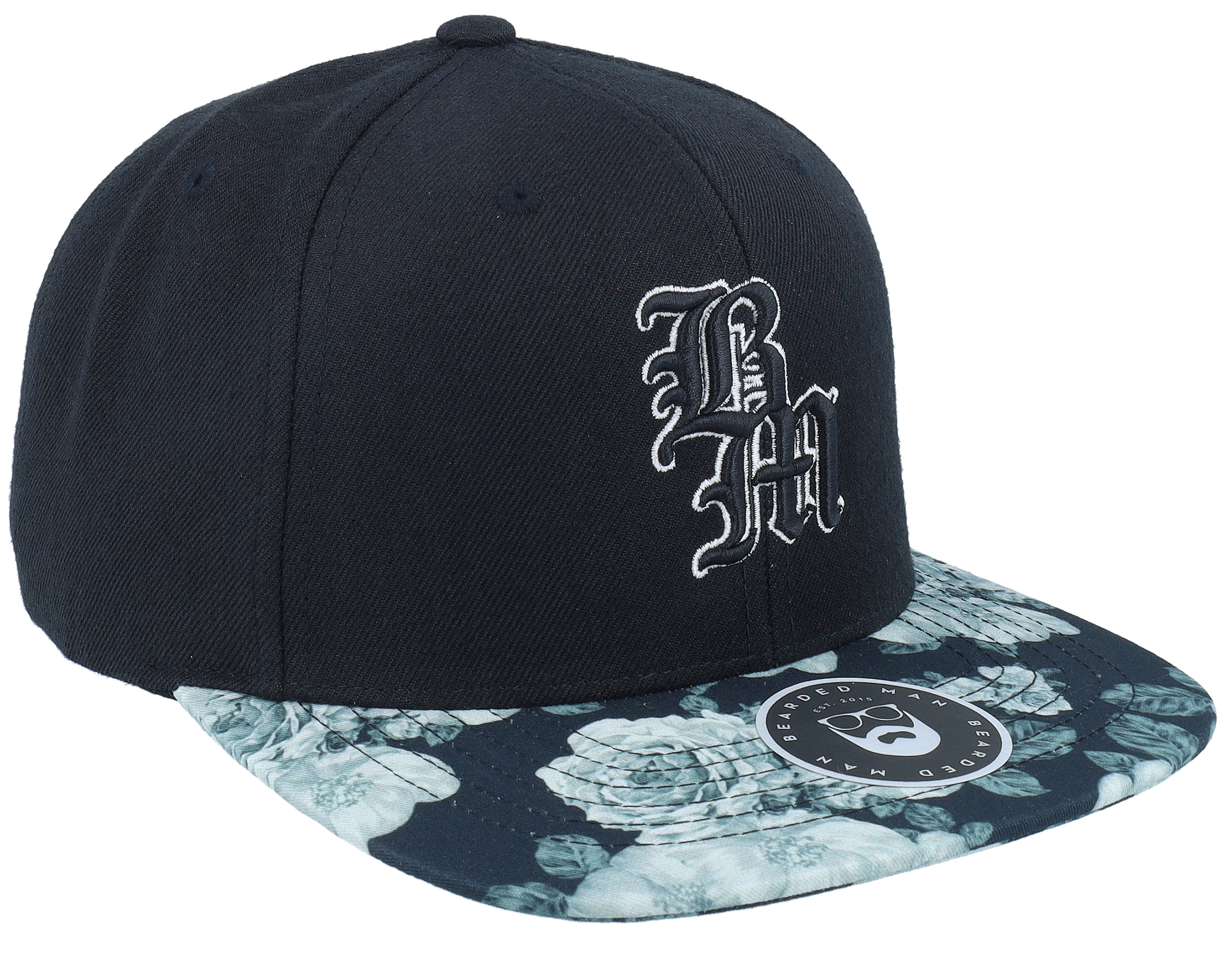 Old English Logo Black/Grey Rose Snapback - Bearded Man cap ...