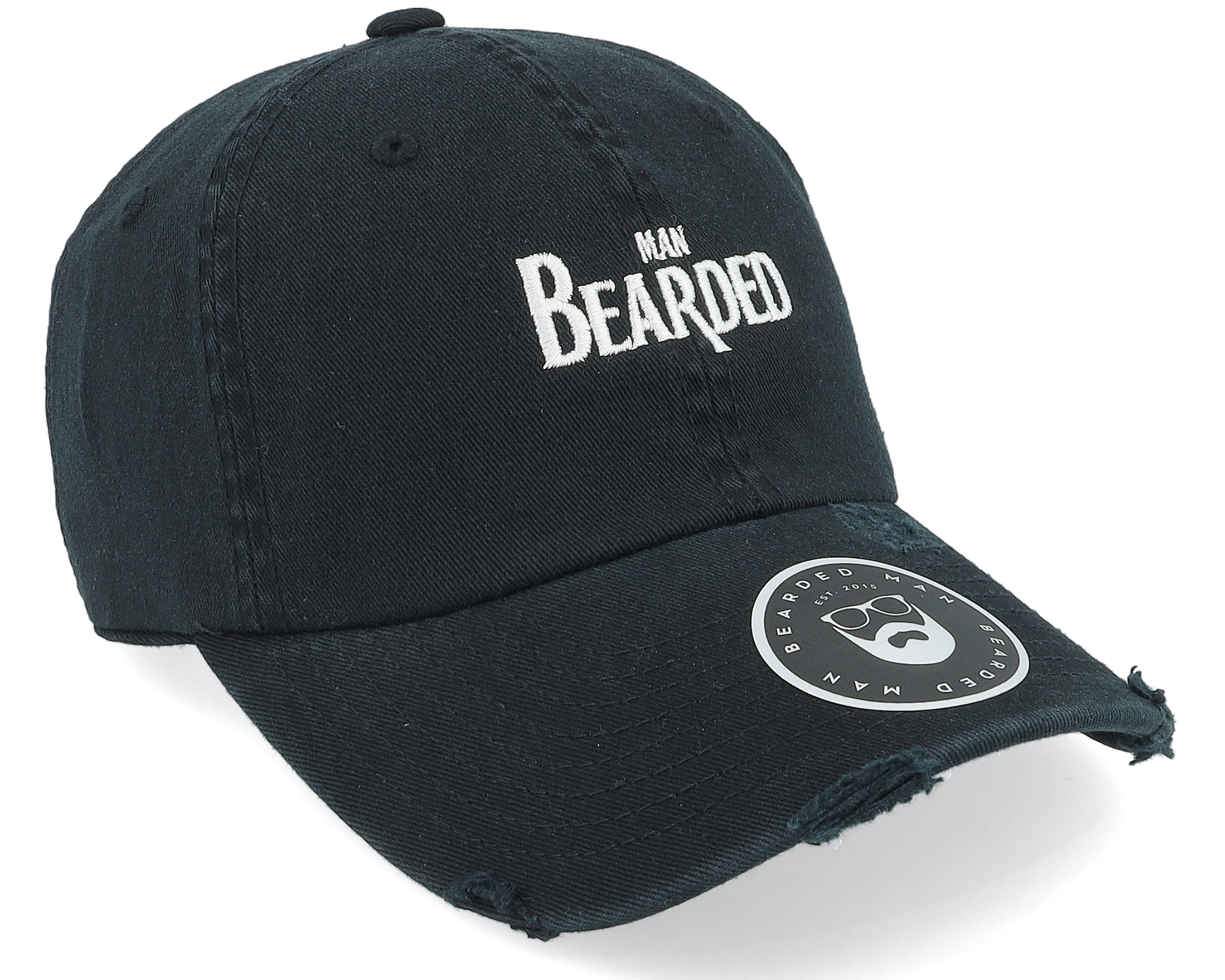 Fab Beardedmania Ripped Black Dad Cap - Bearded Man | Hatstoreworld.com
