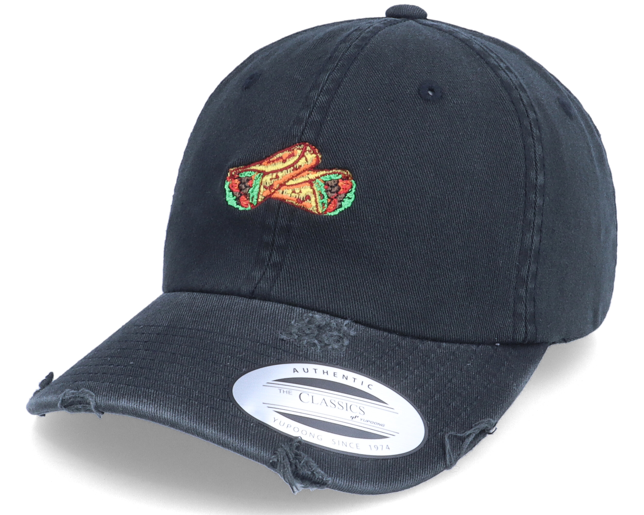 Food Doobie Burrito Ripped Black Dad Cap - Abducted Cap | Hatstoreworld.com