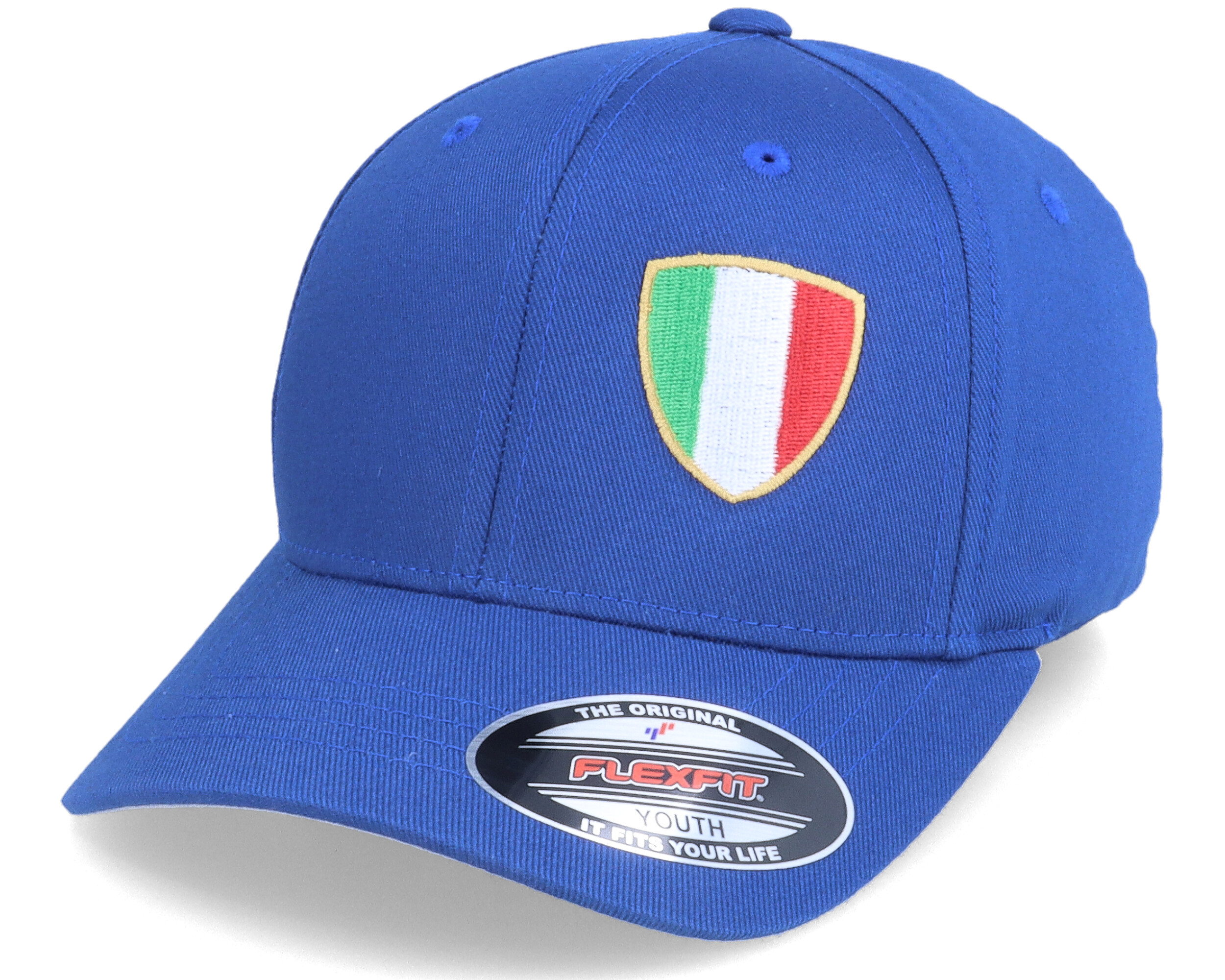 Kids Italy Flag Shield Blue Flexfit | Hatstoreworld.com